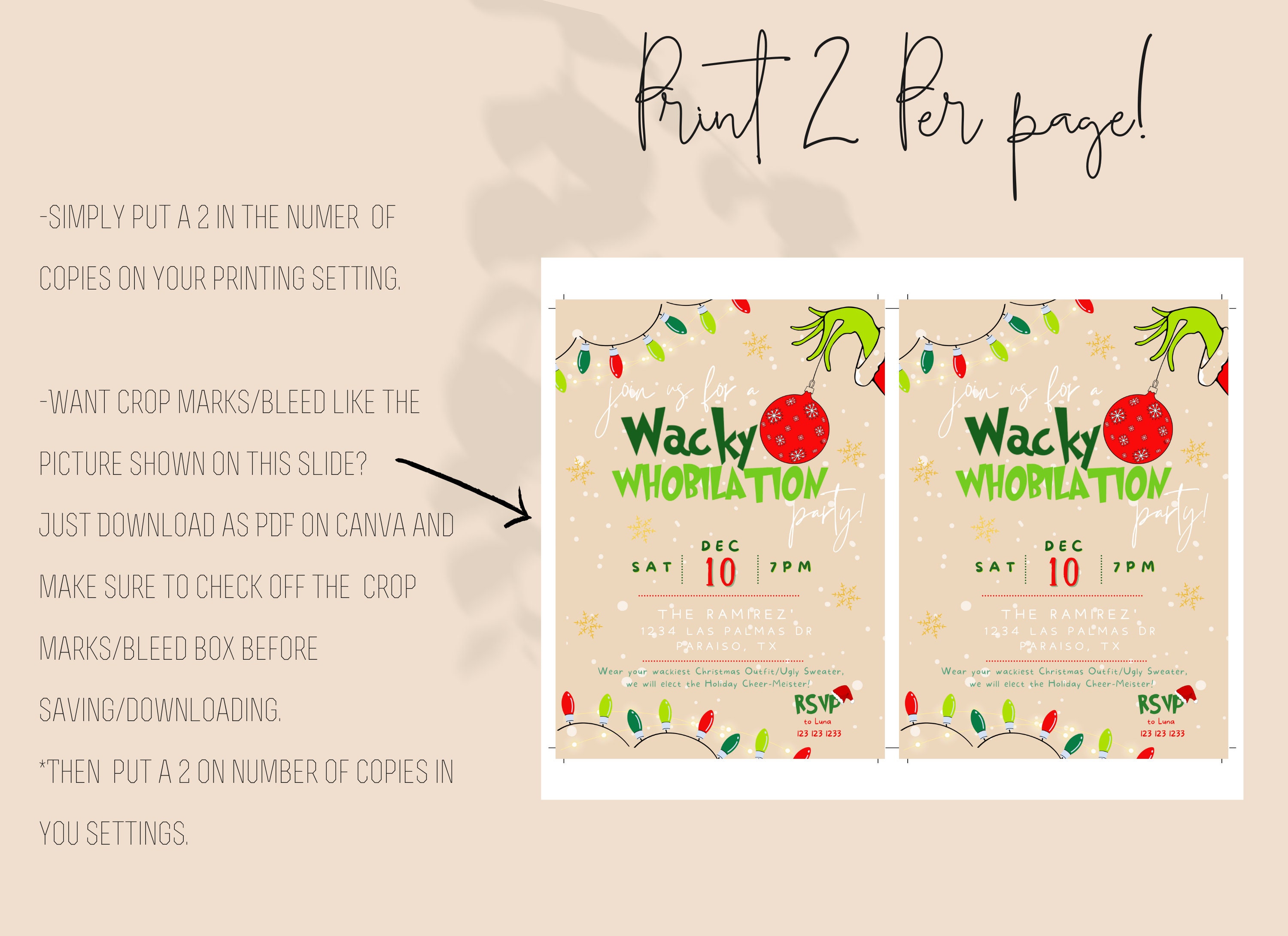 Wacky Ugly Sweater Christmas Party, Grinch Invitation, Wacky Tacky ...