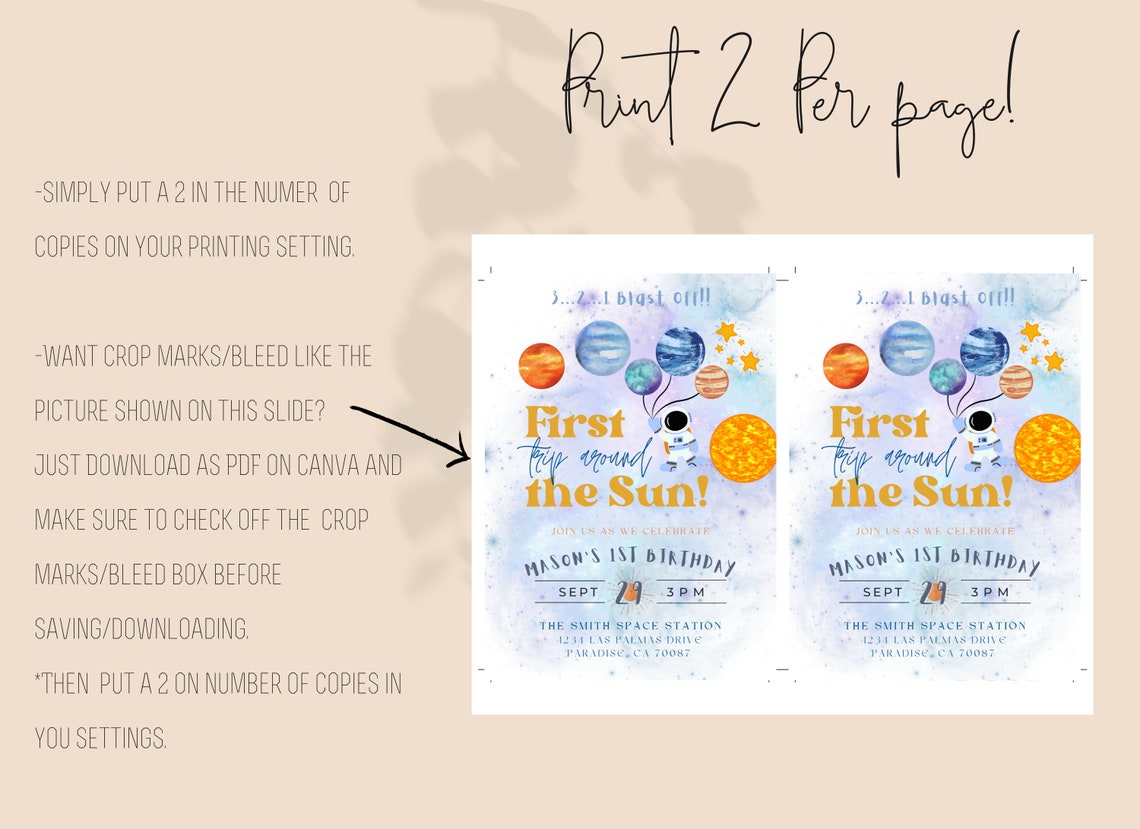 First Trip Around the Sun Birthday Party Invitation Editable Template ...