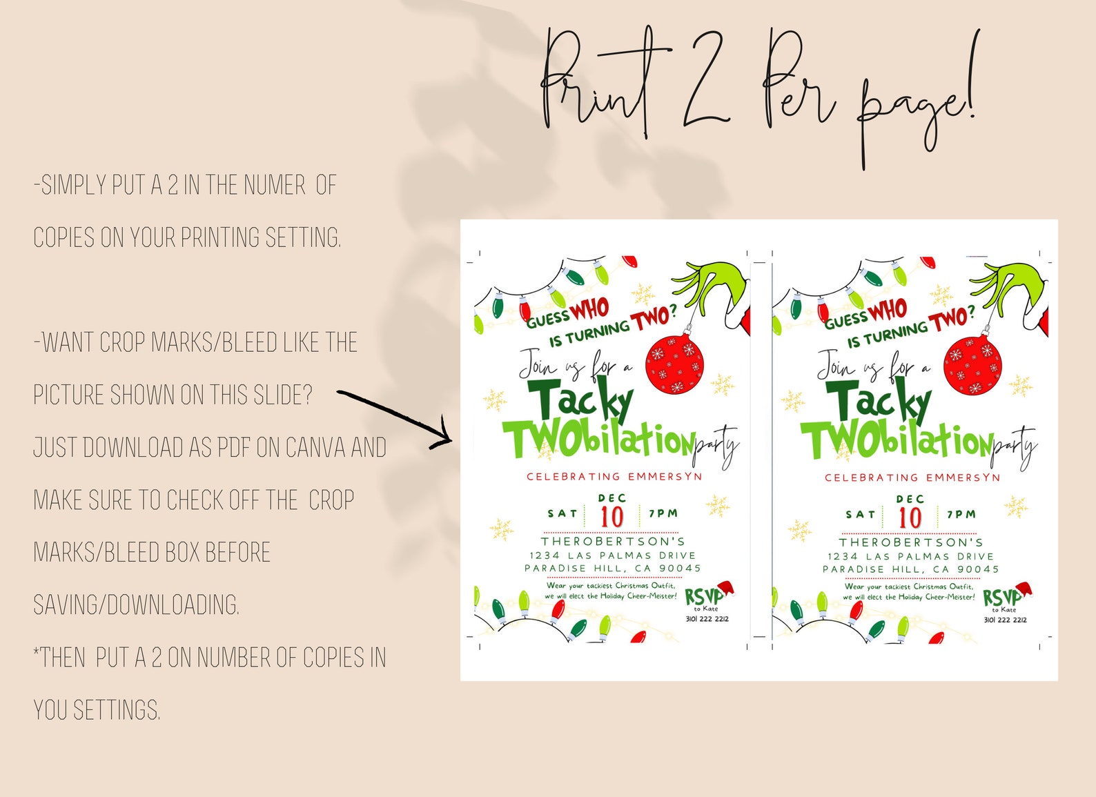 Grinch Birthday Invitation: Wacky Tacky Christmas Party (digital ...