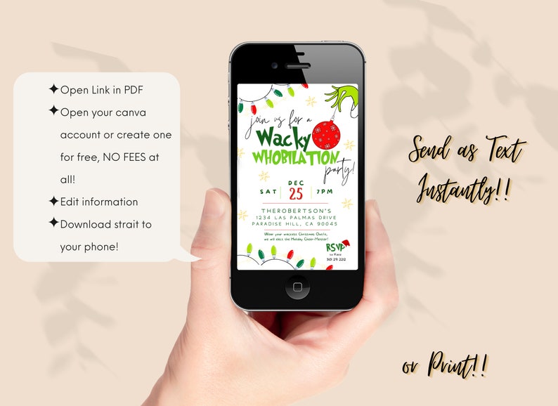 Wacky Ugly Sweater Christmas Party Grinch Invitation Wacky - Etsy