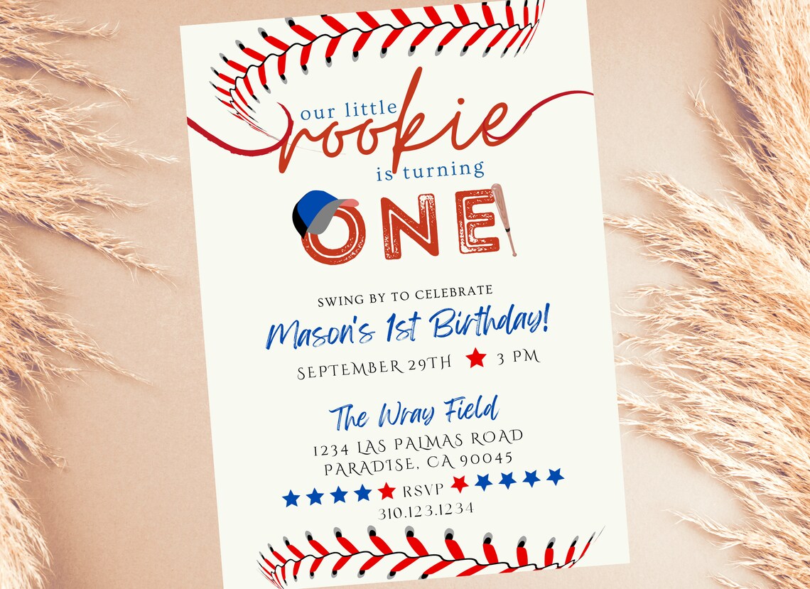 Rookie of the Year First Birthday Invitation, Our Little Rookie is ...