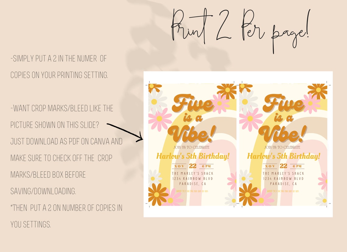 Editable Groovy Retro Five is a Vibe Birthday Party, ANY AGE Birthday ...