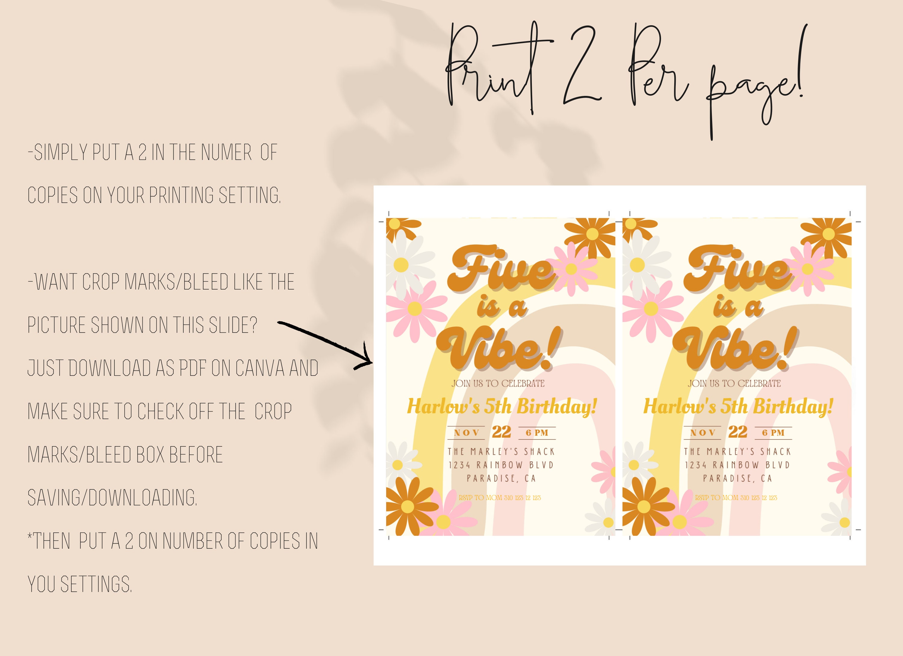 Editable Groovy Retro Five is a Vibe Birthday Party, ANY AGE Birthday ...