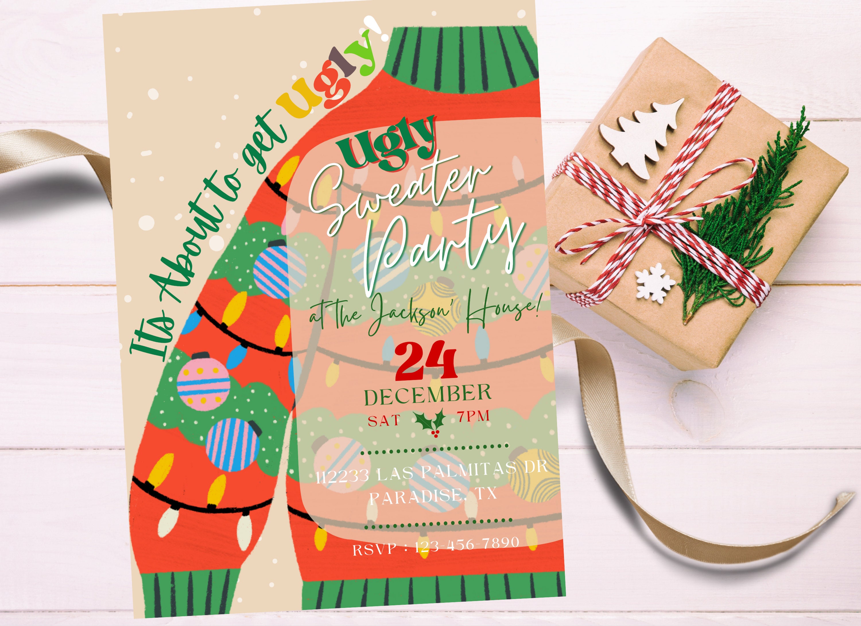 Ugly Sweater Christmas Party Invitation, Christmas Party Invite ...