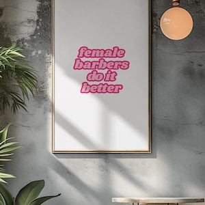 Female Barbers Wall Art, Female Barber Wall Decor, Lady Barber Wall Art ...