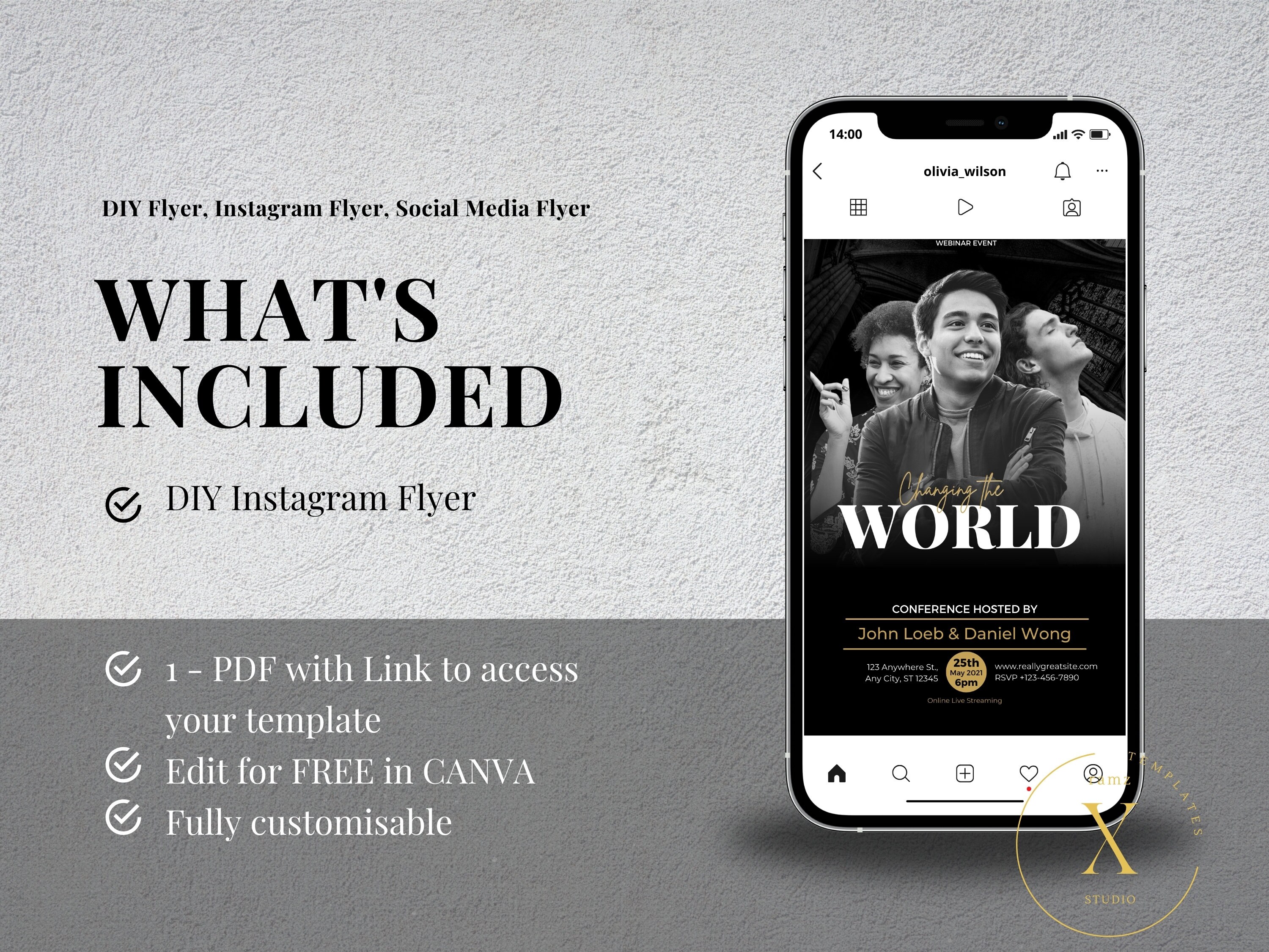 Conference Flyer, Instagram Post, Canva Template, DIY Flyer, Instagram ...