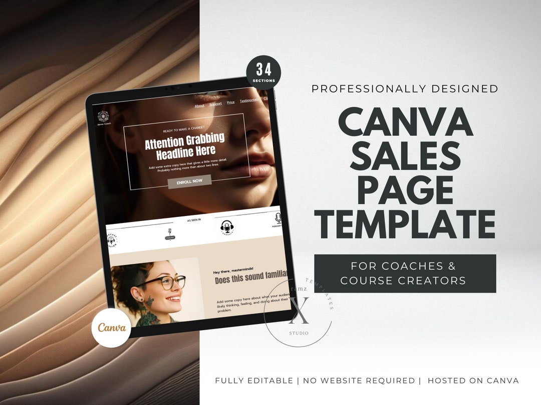 Canva Sales Page Template Coaching Course Sales Page, Sales Landing Page Template, Coaching ...