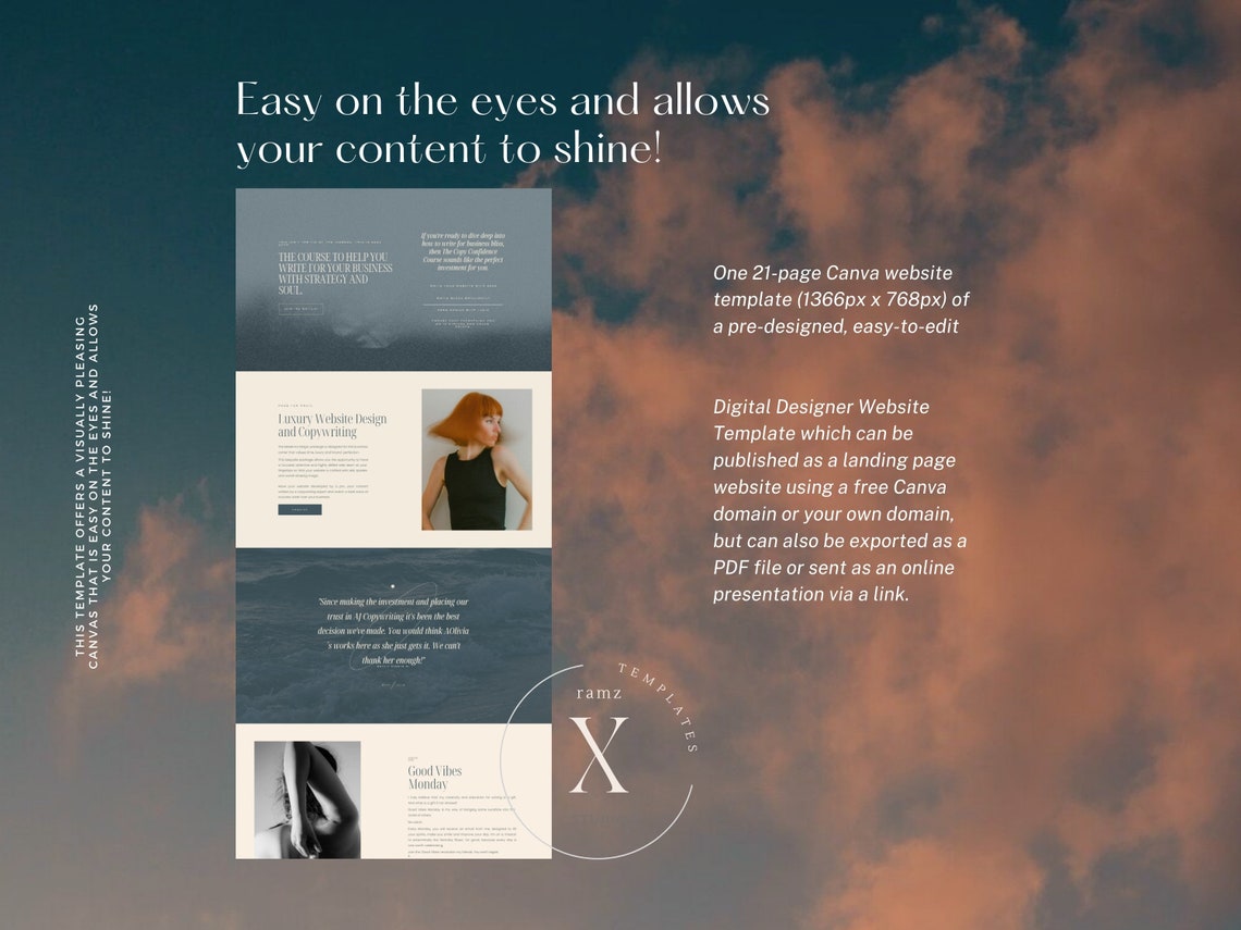 Digital Designer Website Canva Template, Freelancer Website, Personal ...