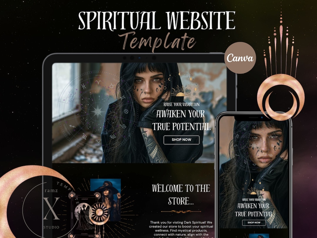 Spiritual Website Template Canva, Mystical Website, Witch Website ...