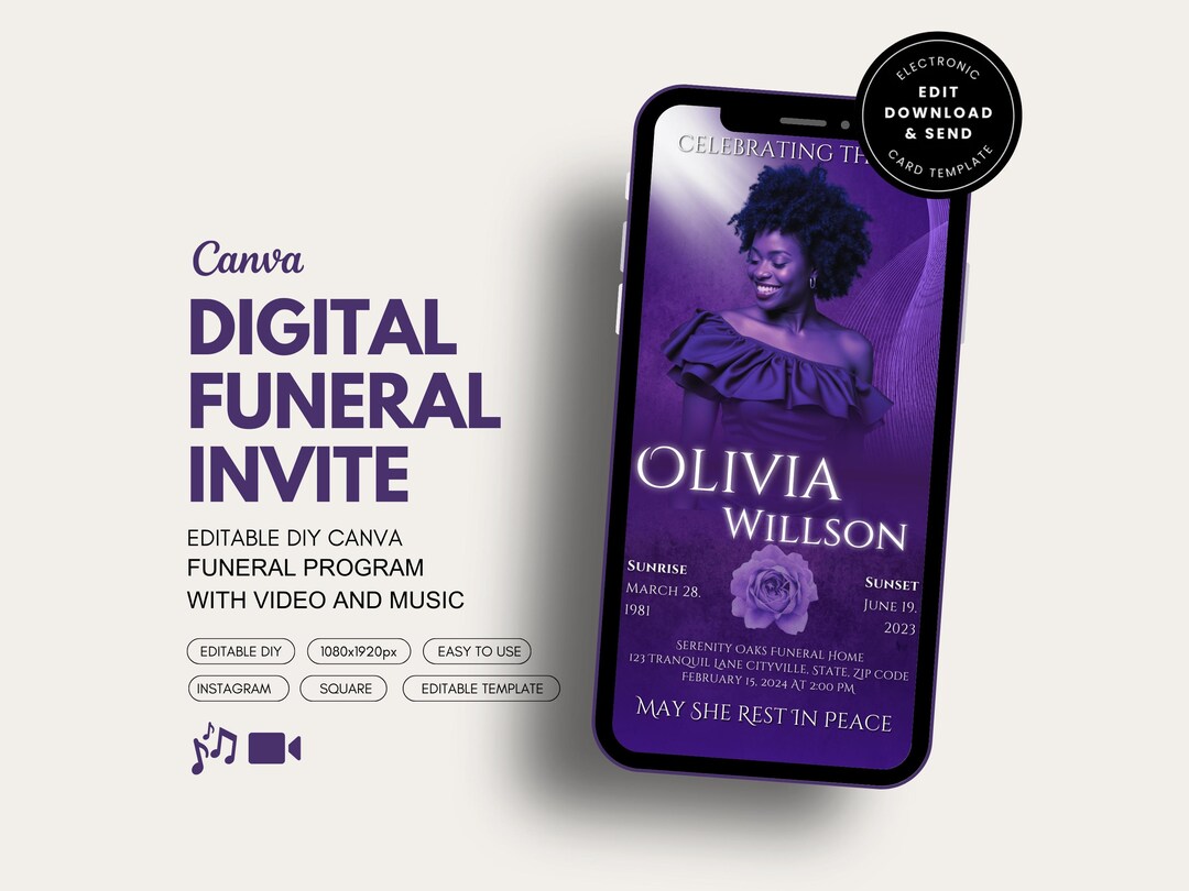 Animated Funeral Video Invitation, Funeral Program, Celebration of Life ...