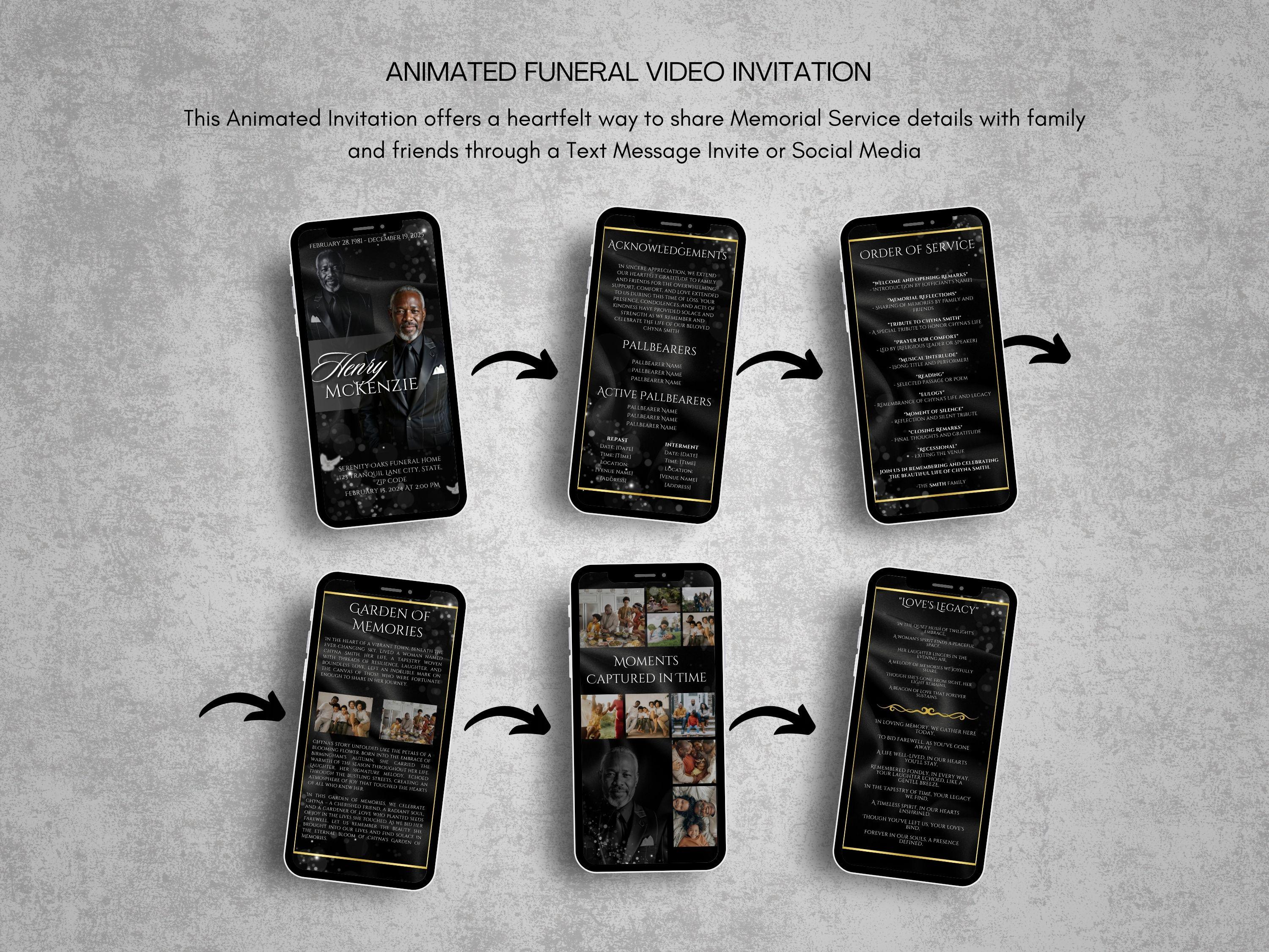 Animated Funeral Video Invitation, Funeral Program, Celebration of Life ...
