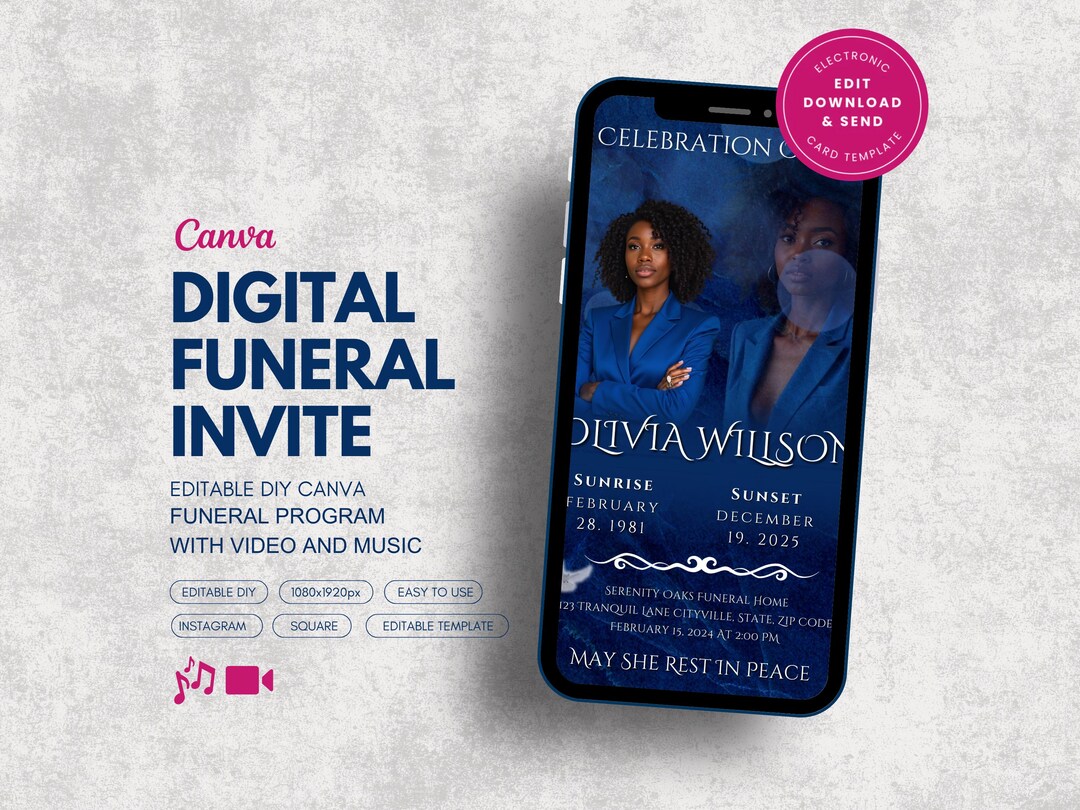 Animated Funeral Video Invitation, Funeral Program, Celebration of Life ...