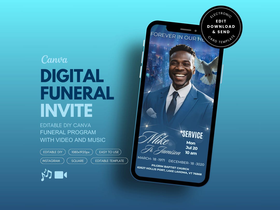 Animated Funeral Video Invitation, Funeral Program, Celebration of Life ...