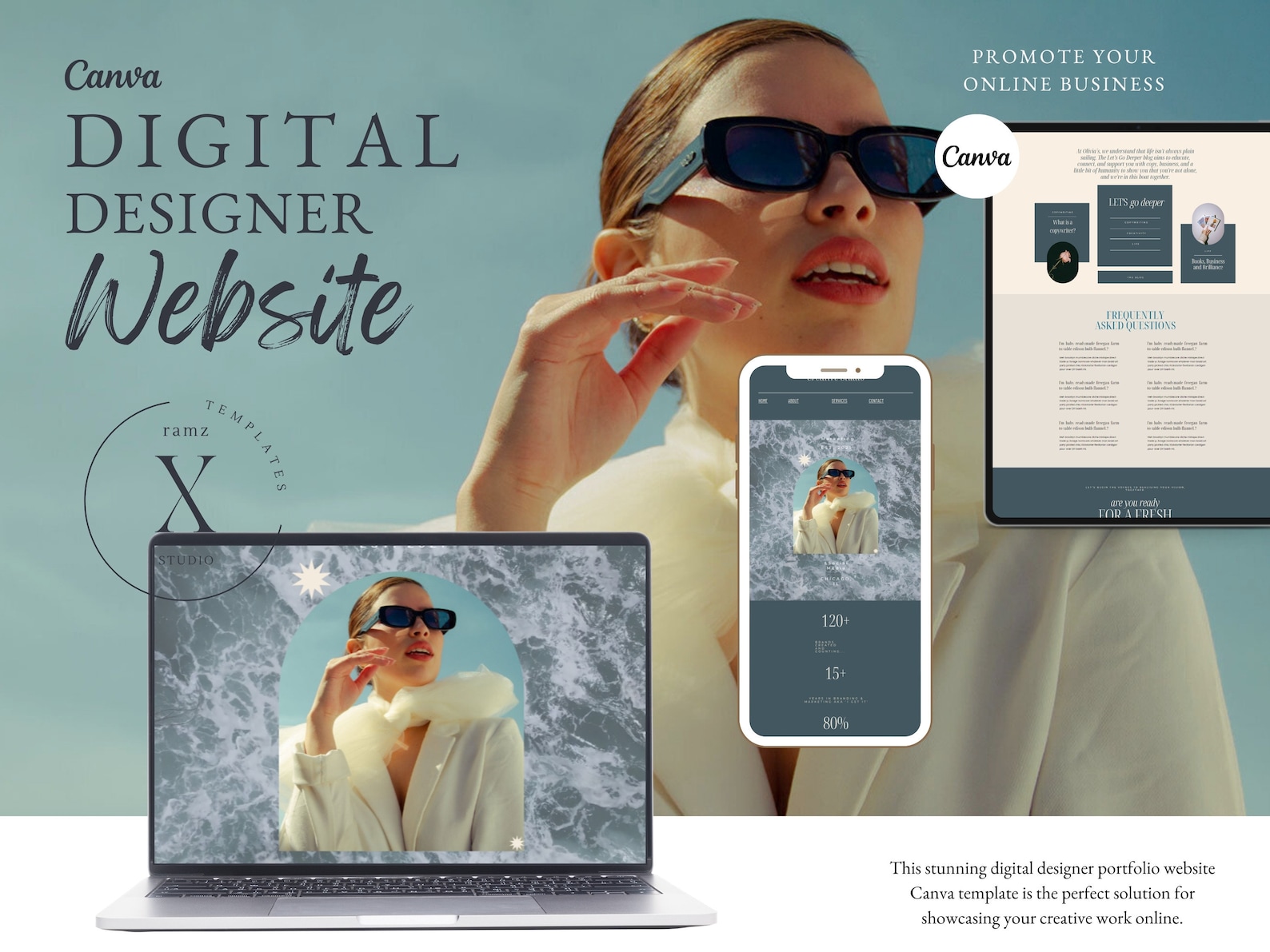Digital Designer Website Canva Template, Freelancer Website, Personal ...