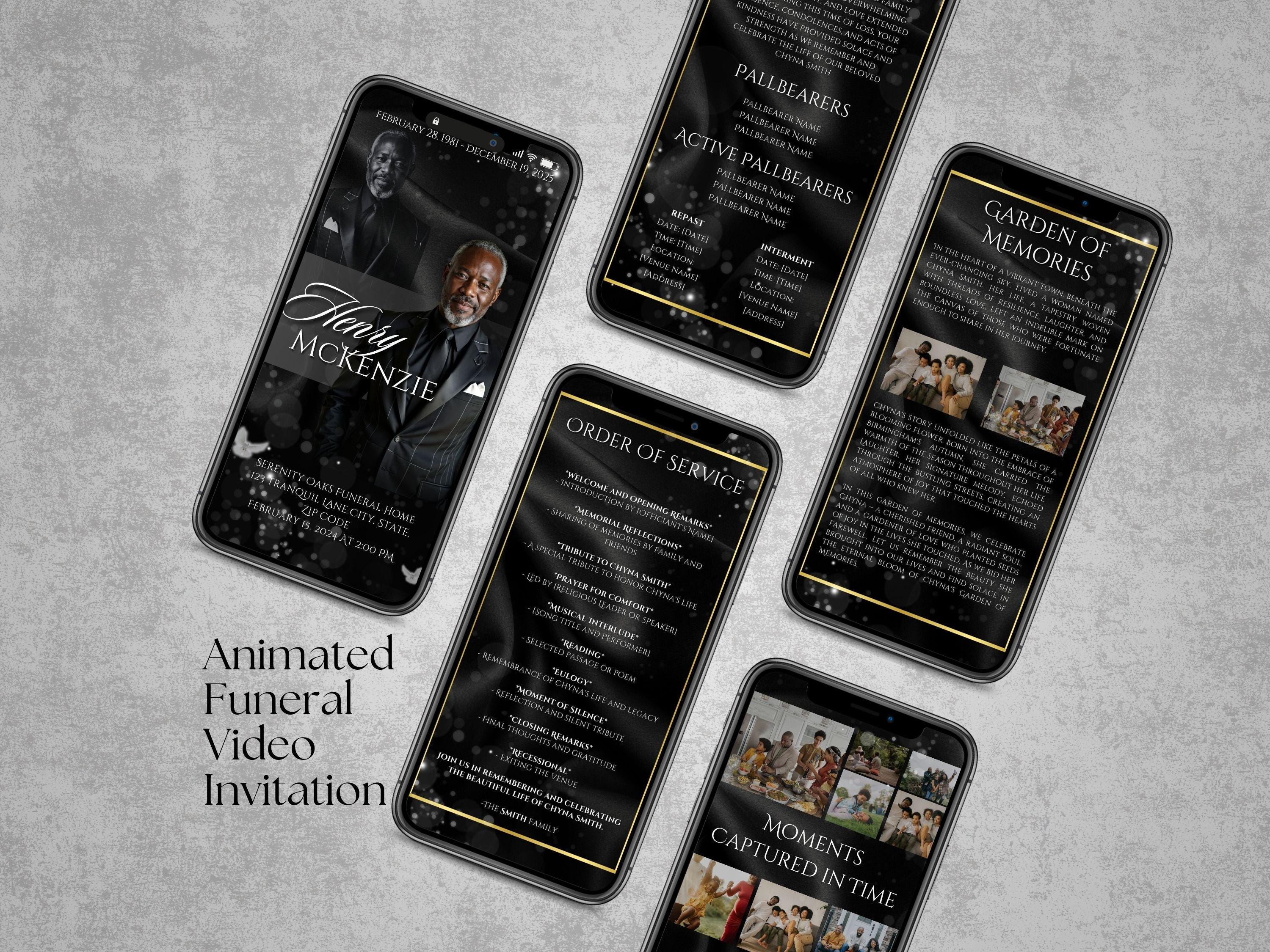 Animated Funeral Video Invitation, Funeral Program, Celebration of Life ...