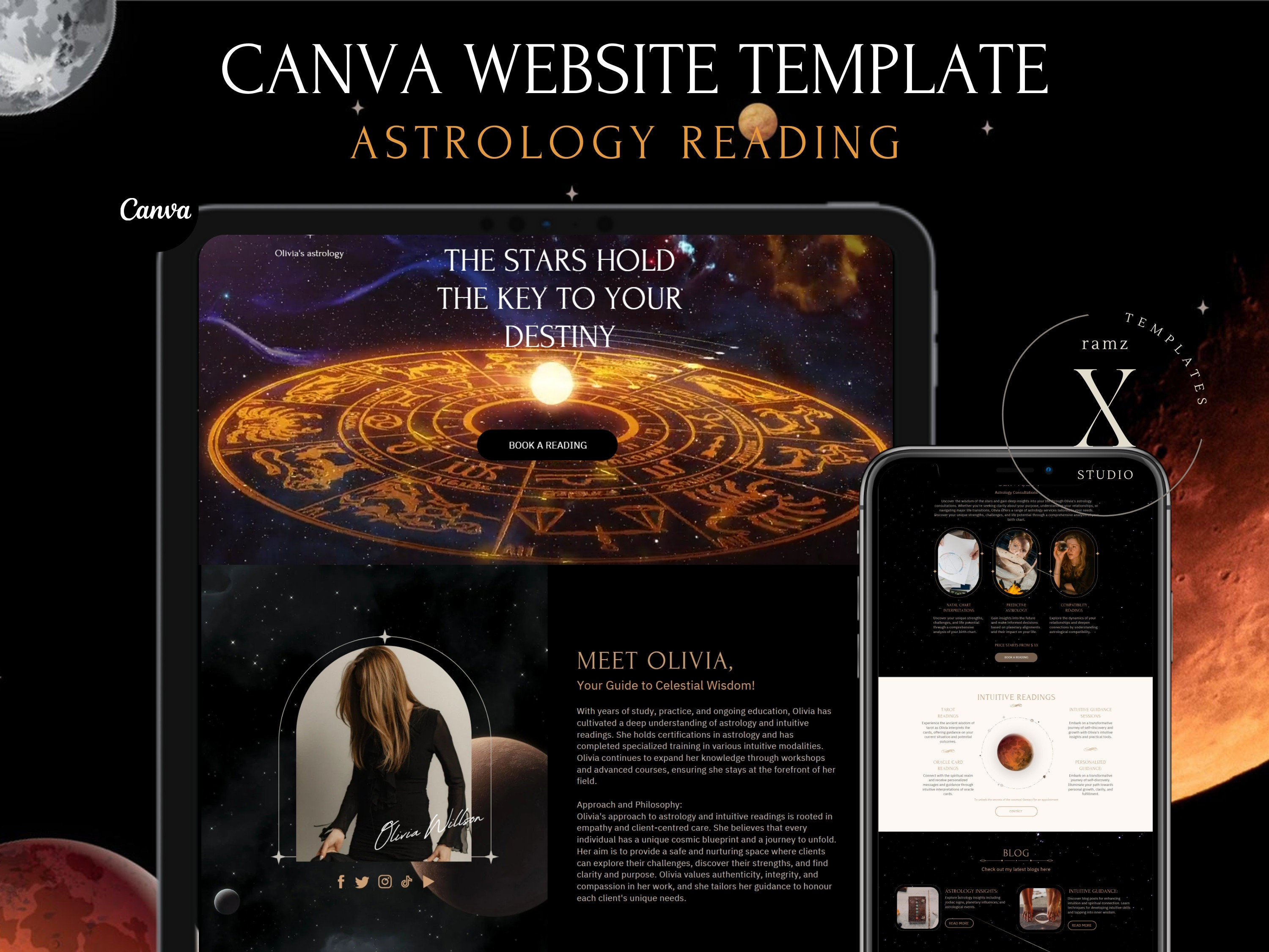 Astrology Website, Astrology Template, Mystical Website, Celestial ...