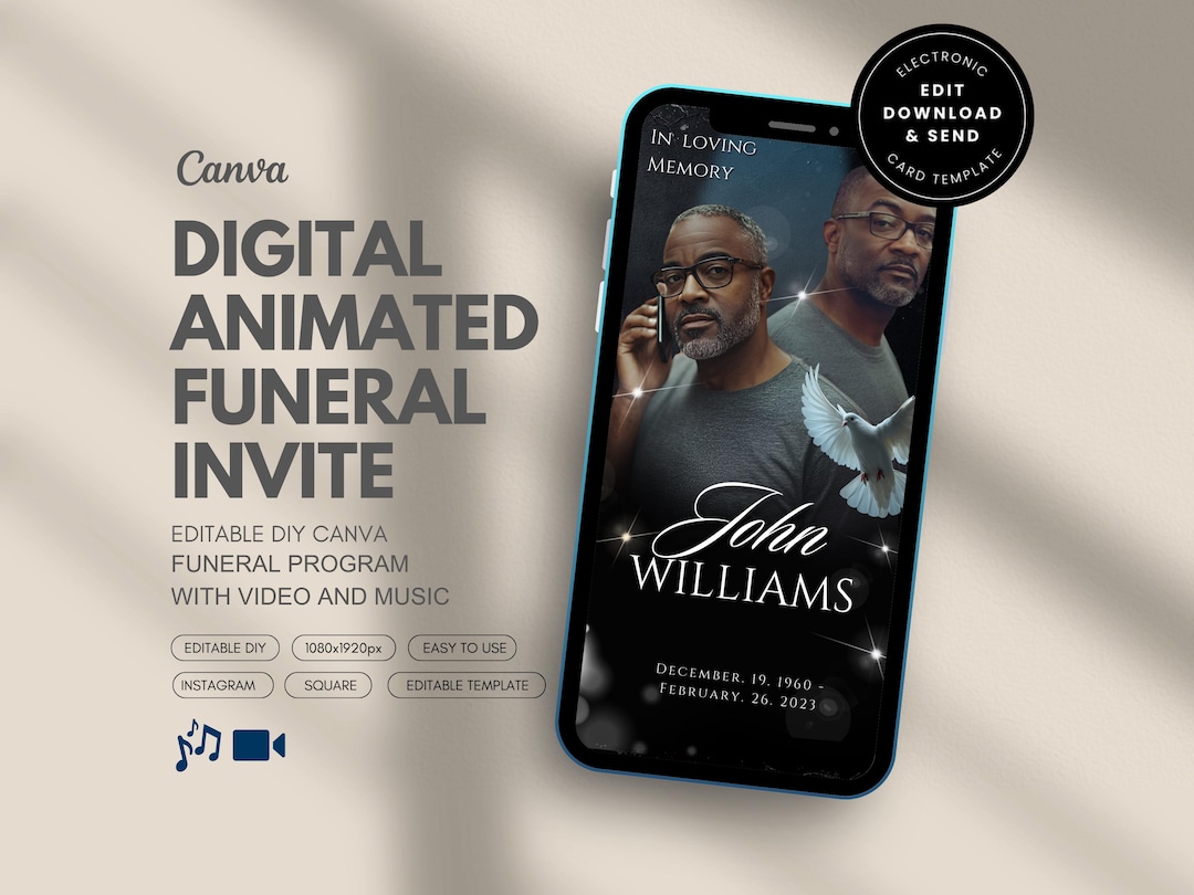 Animated Funeral Video Invitation, Funeral Program, Celebration of Life ...