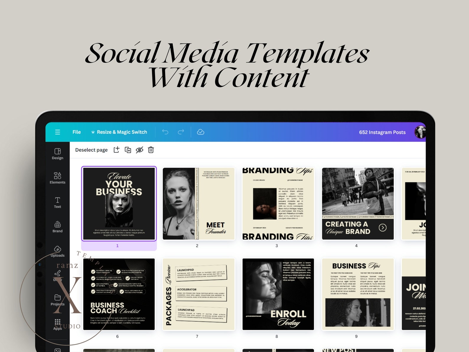 Bold Editorial Aesthetic Social Media, Editable Canva Template, Social ...