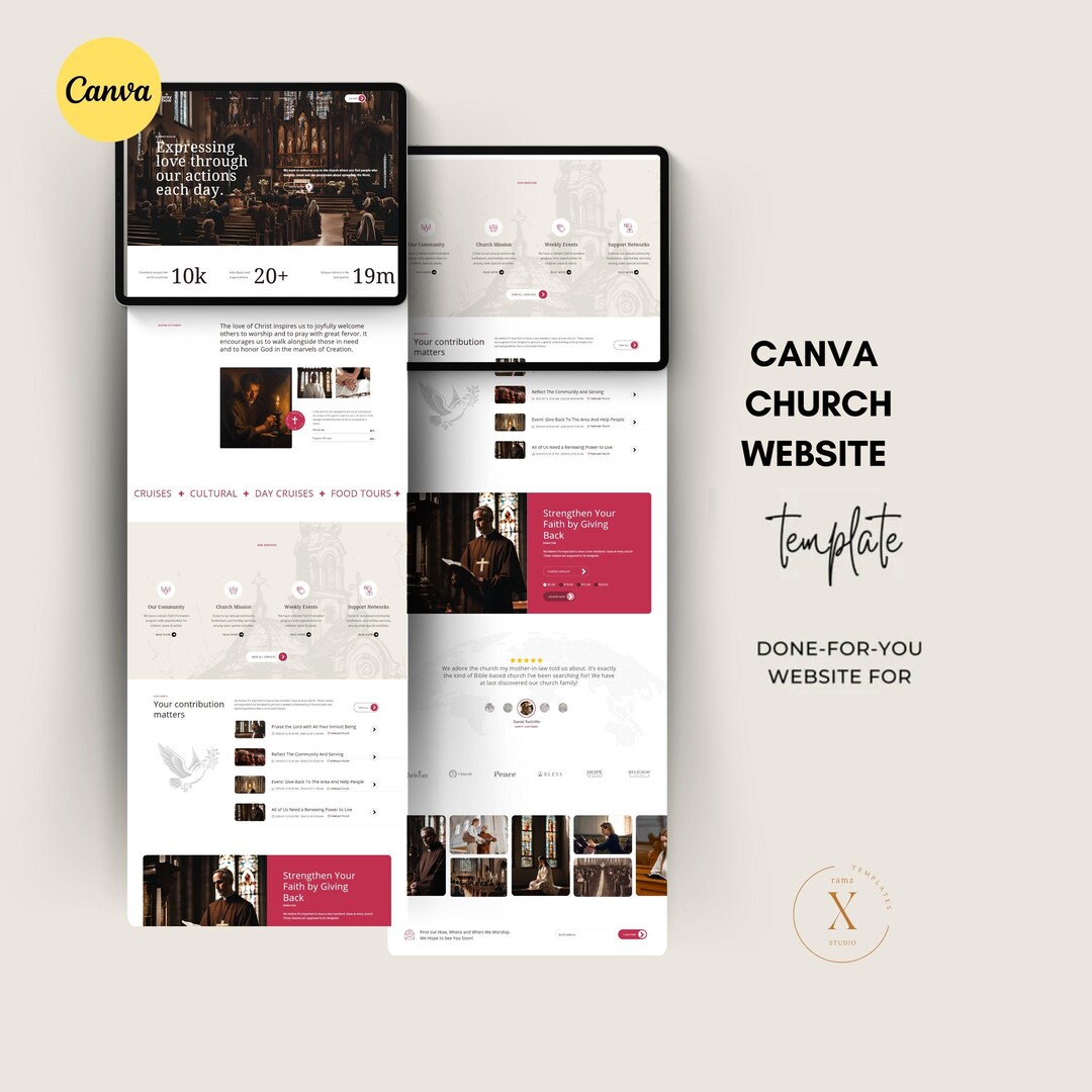 Church Template Canva, Religion Website, Church Website, Priest Website ...