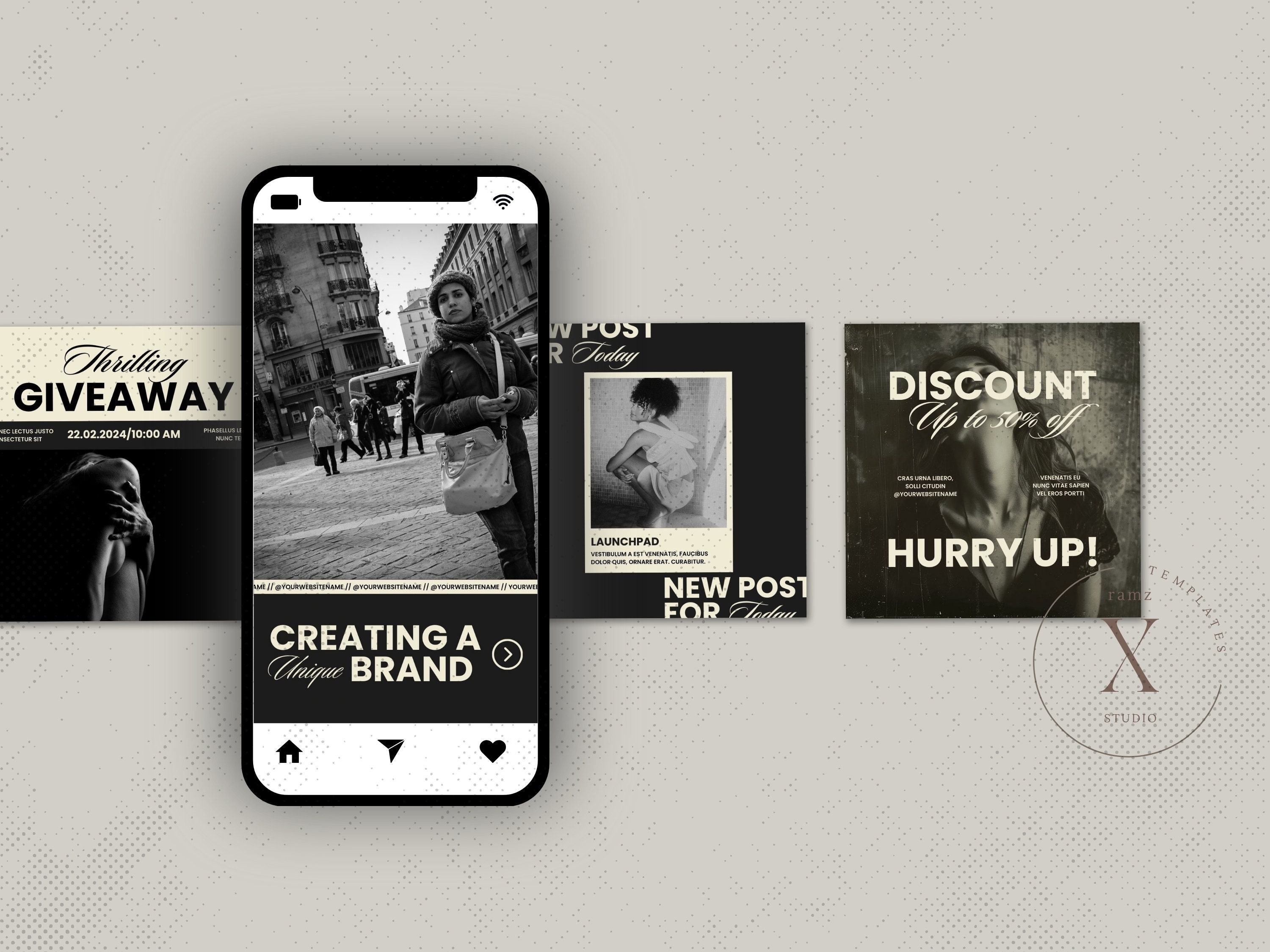 Bold Editorial Aesthetic Social Media, Editable Canva Template, Social ...