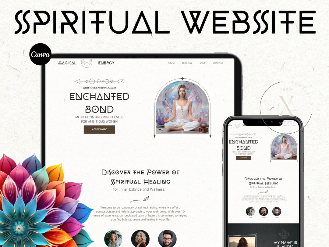 Spiritual Website Template Canva, Mystical Website, Witch Website ...