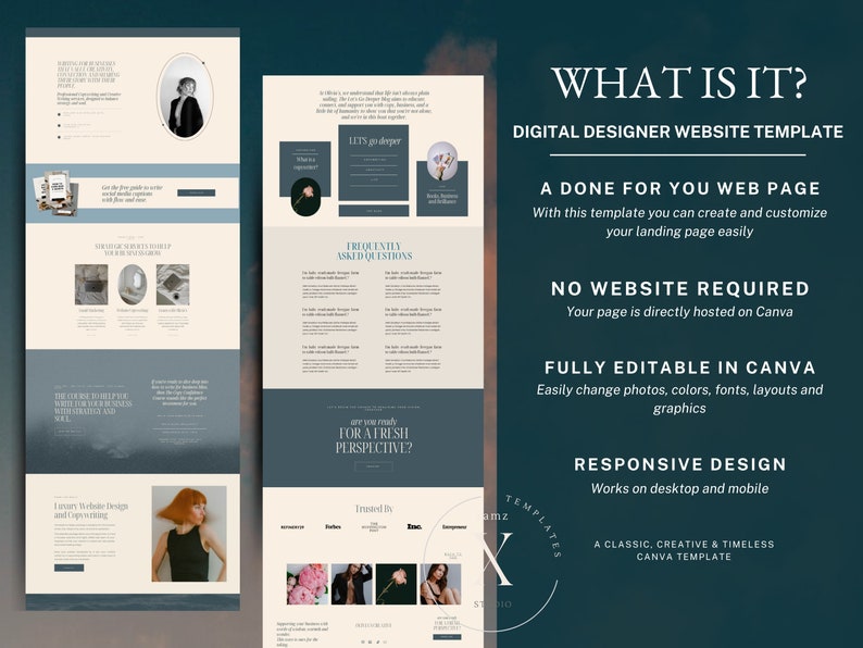 Digital Designer Website Canva Template, Freelancer Website, Personal ...