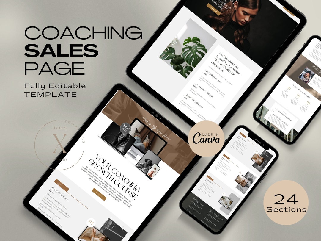 Canva Sales Page Template Coaching Course Sales Page, Sales Landing Page Template, Coaching ...