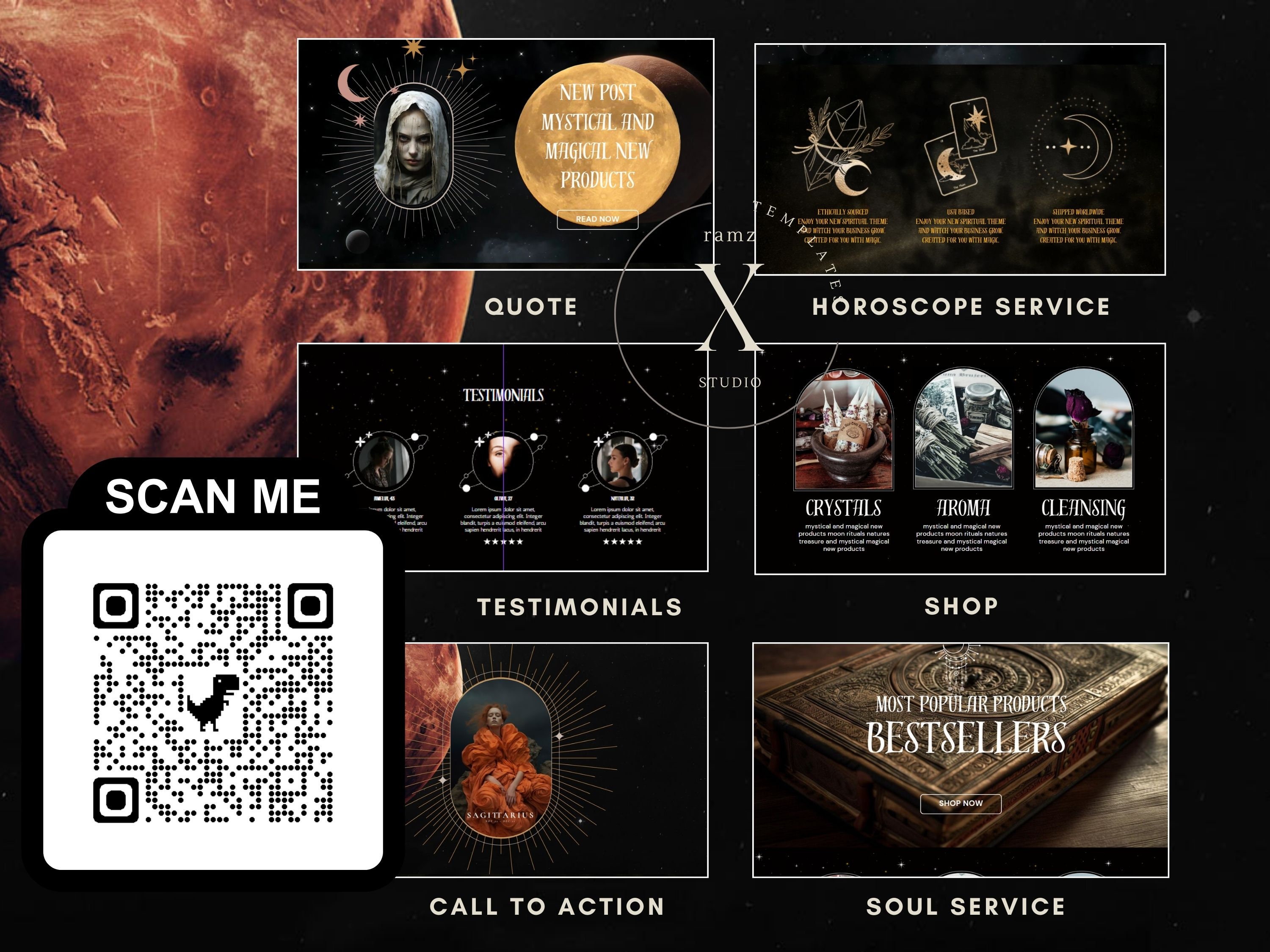 Spiritual Website Template Canva, Mystical Website, Witch Website ...