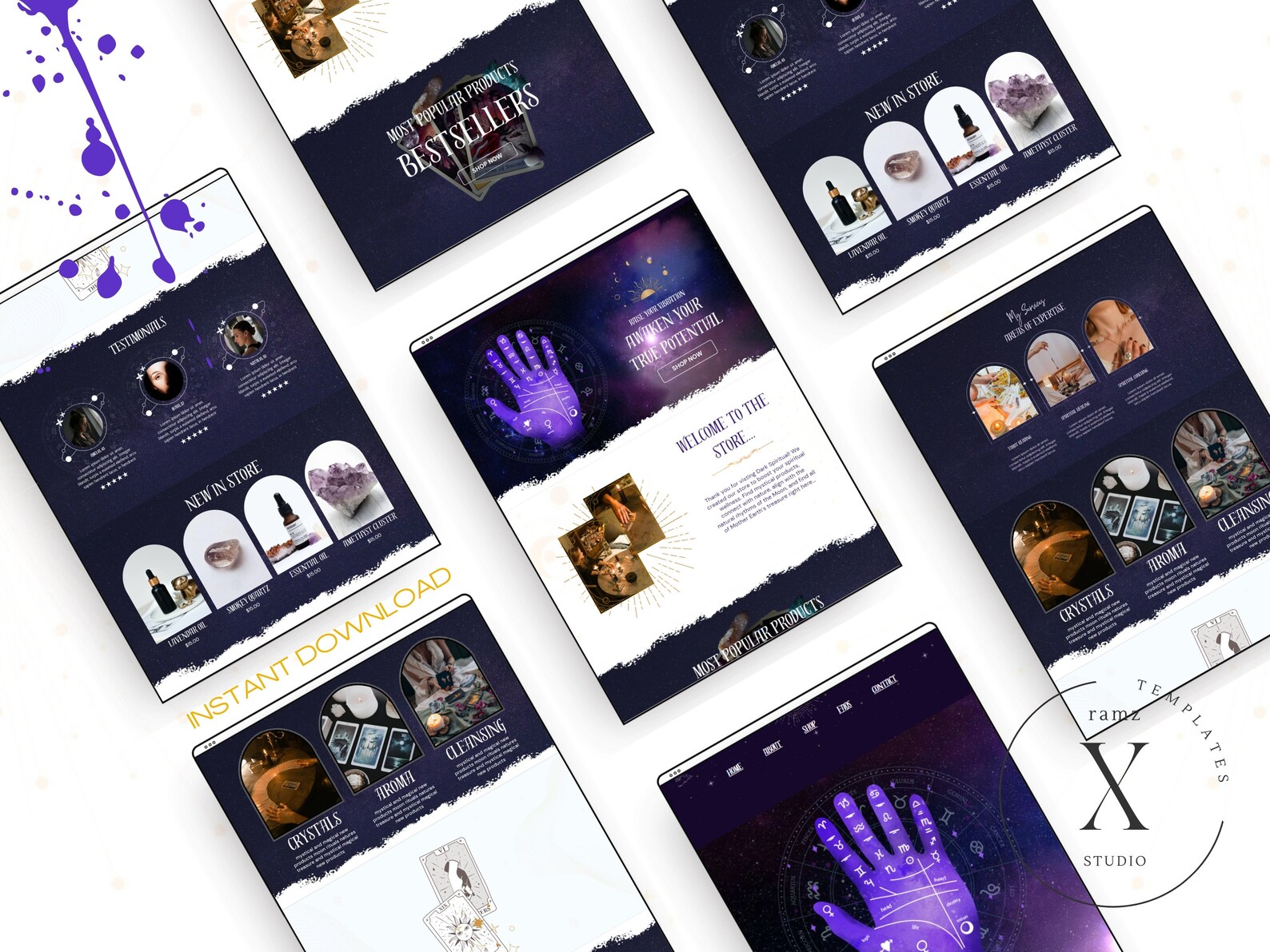 Spiritual Website Template Canva, Mystical Website, Witch Website ...