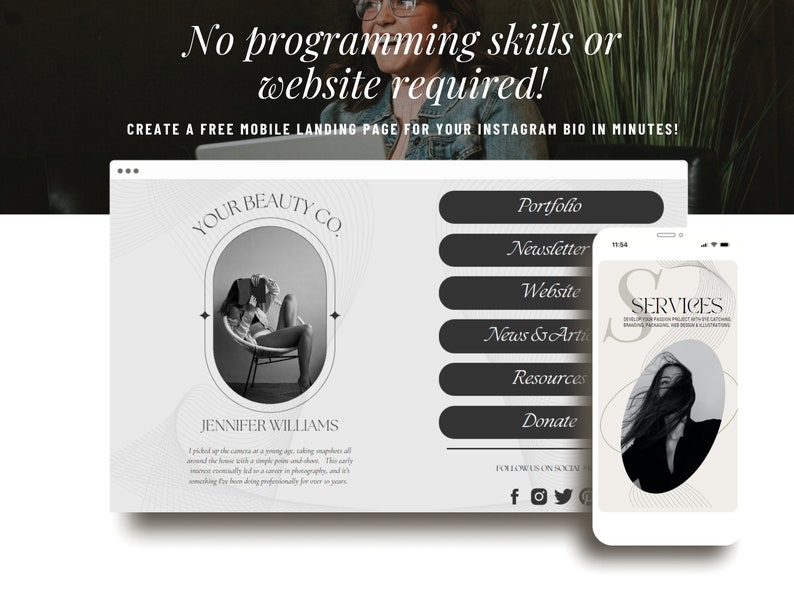 Instagram Landing Page Template Instagram Link in Bio - Etsy