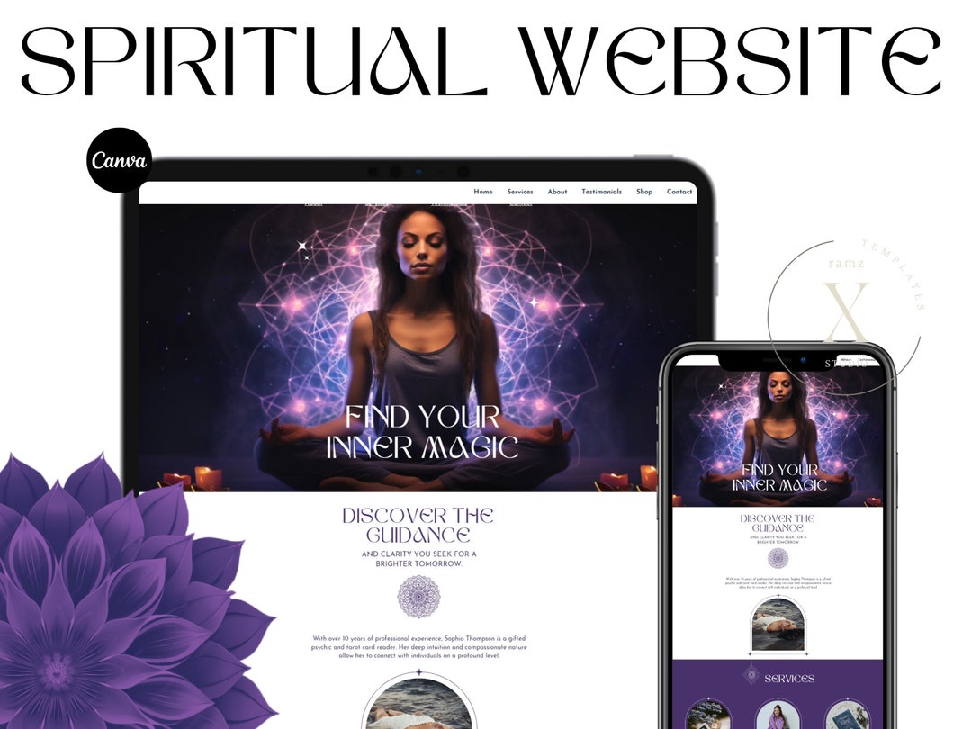 Spiritual Website Template Canva, Mystical Website, Witch Website ...