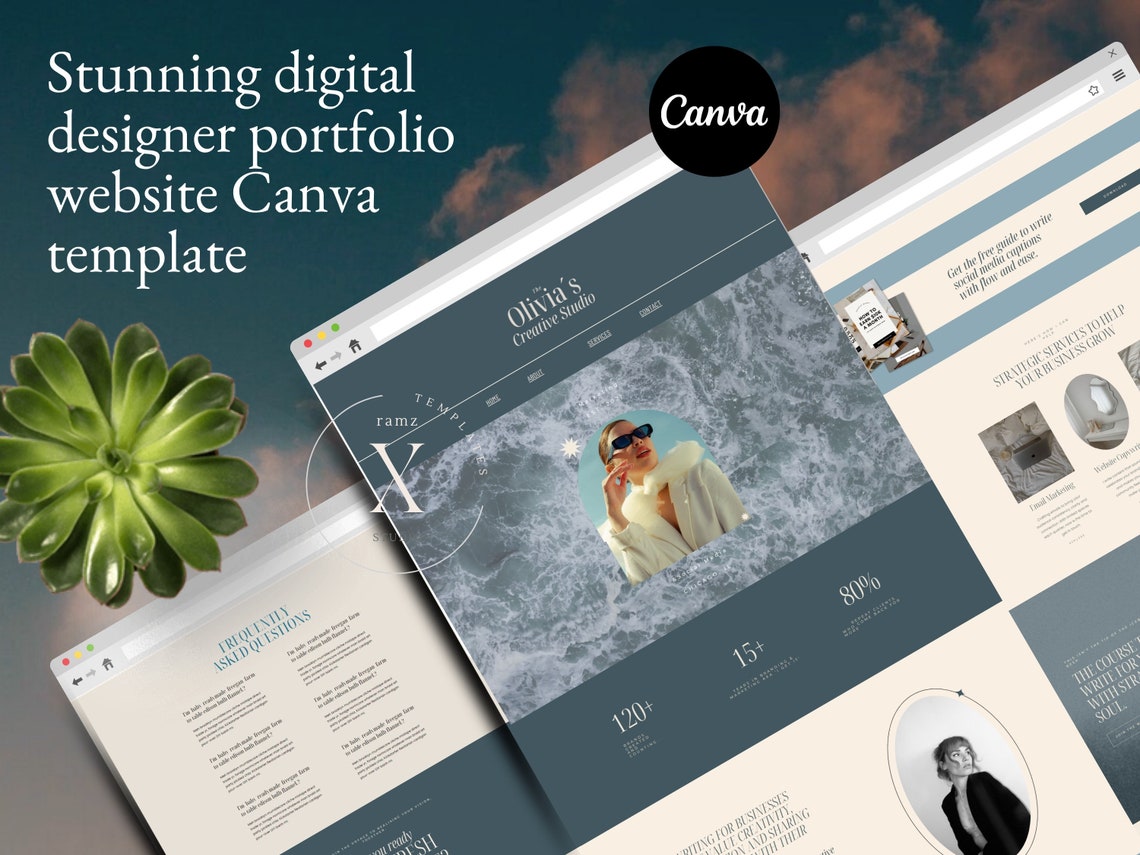 Digital Designer Website Canva Template, Freelancer Website, Personal ...