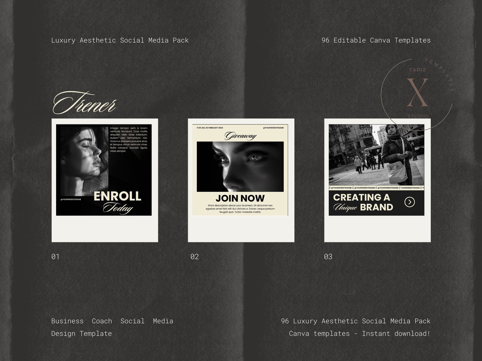 Bold Editorial Aesthetic Social Media, Editable Canva Template, Social ...