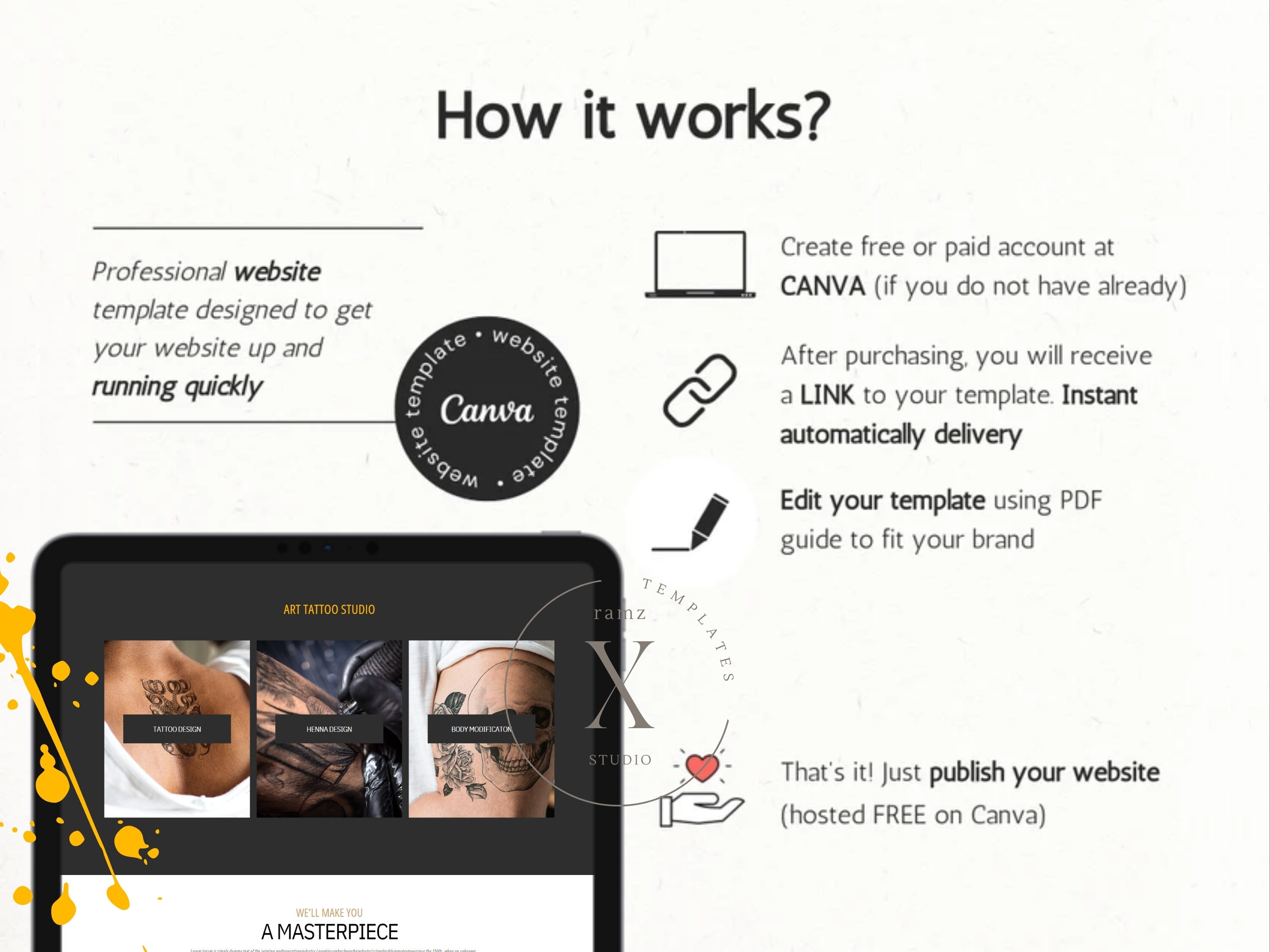 Tattoo Website Template Canva, Gothic Website, Witch Website ...