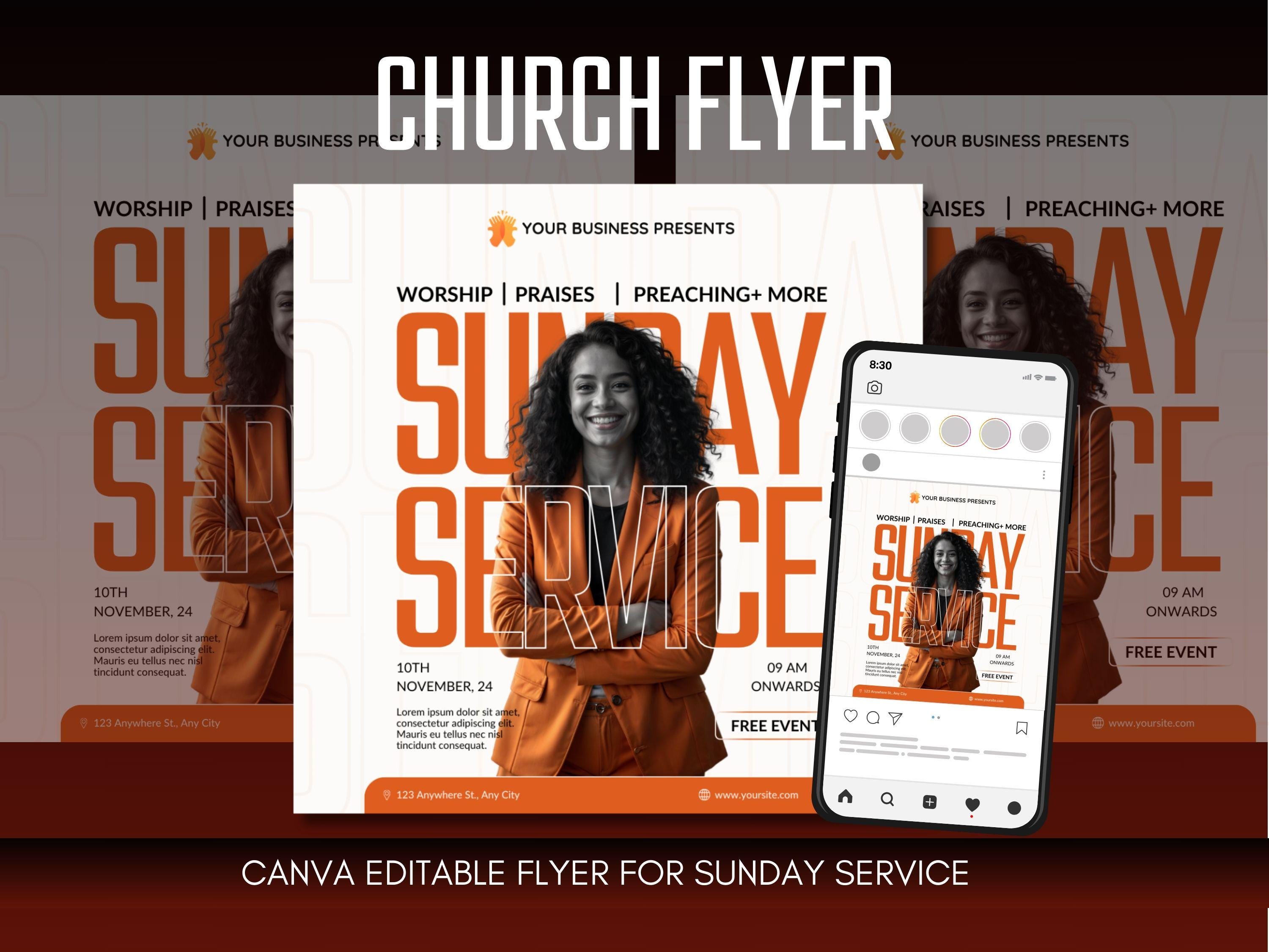 Church Service Flyer, DIY Flyer Template Design | Fellowship Service ...