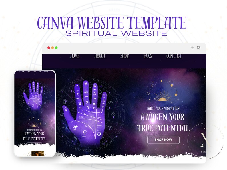 Spiritual Website Template Canva, Mystical Website, Witch Website ...