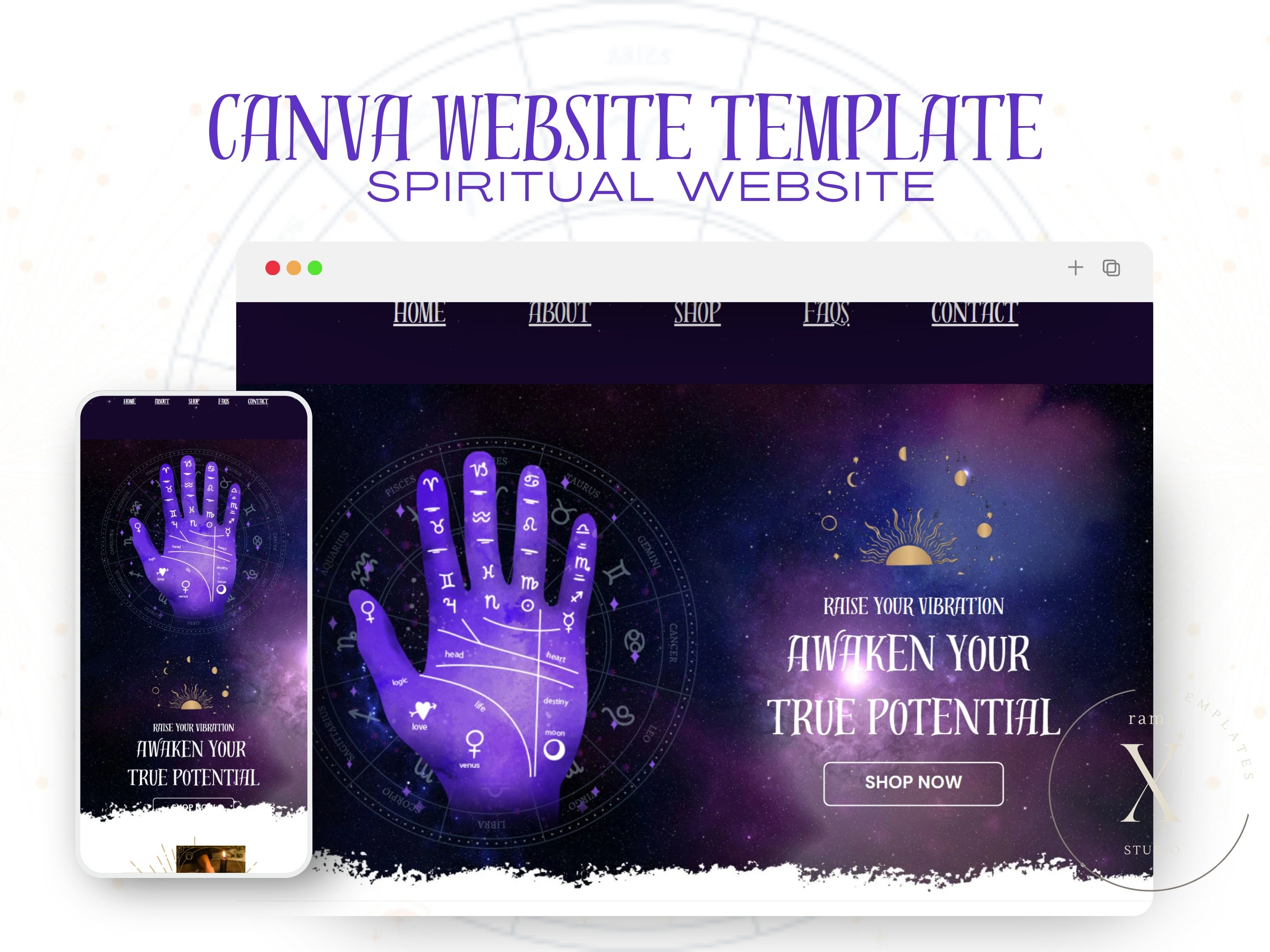 Spiritual Website Template Canva, Mystical Website, Witch Website ...