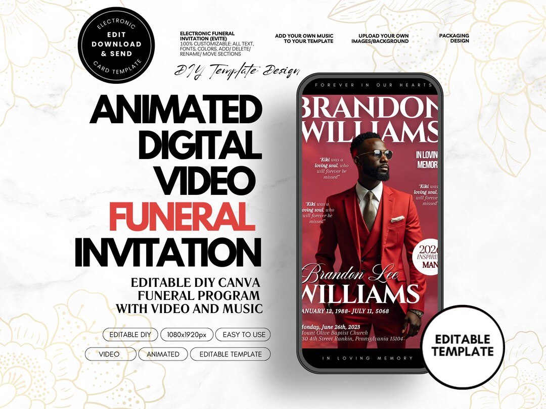 Animated Funeral Video Invitation, Funeral Program, Celebration of Life ...