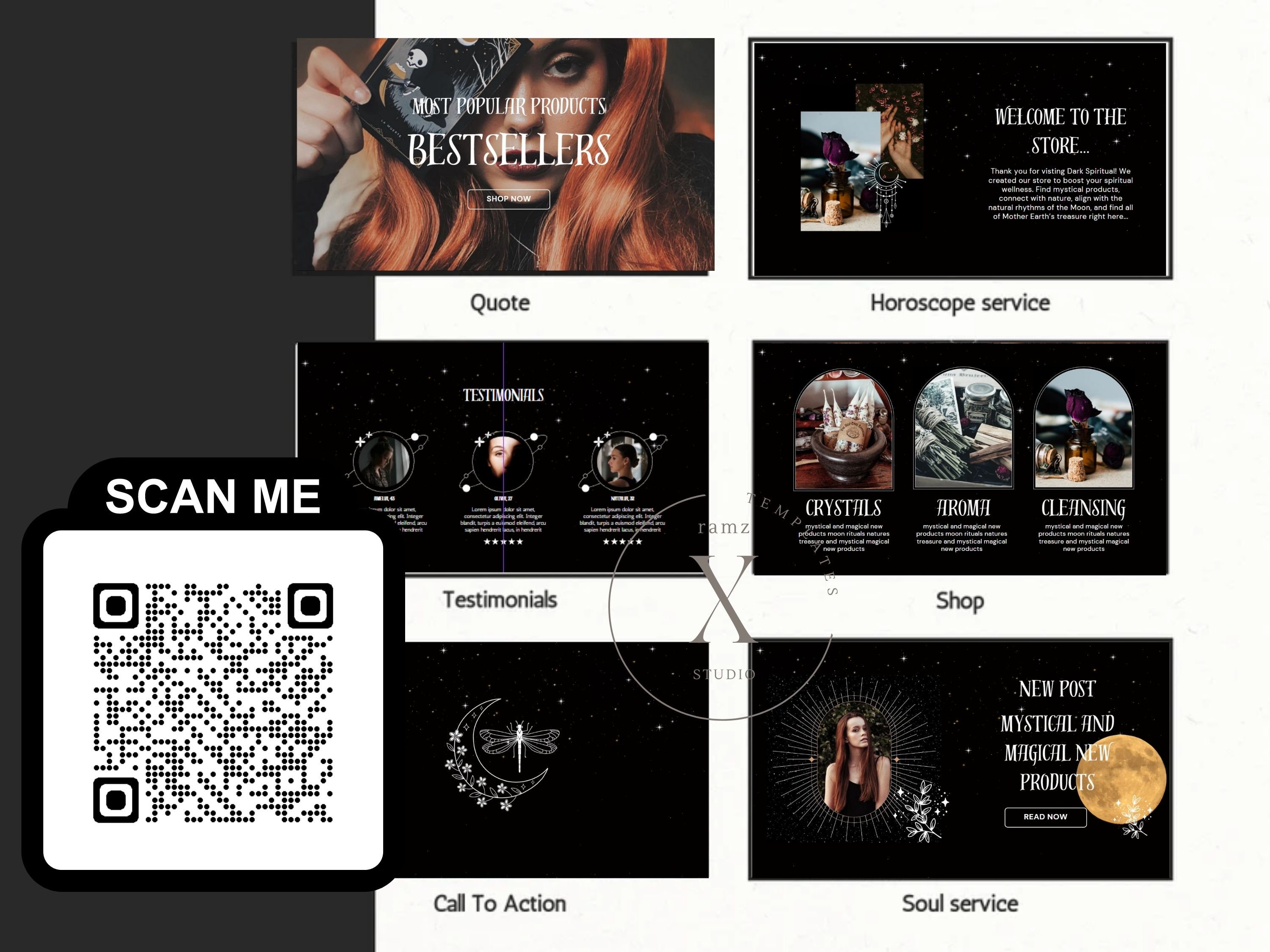 Spiritual Website Template Canva, Mystical Website, Witch Website ...