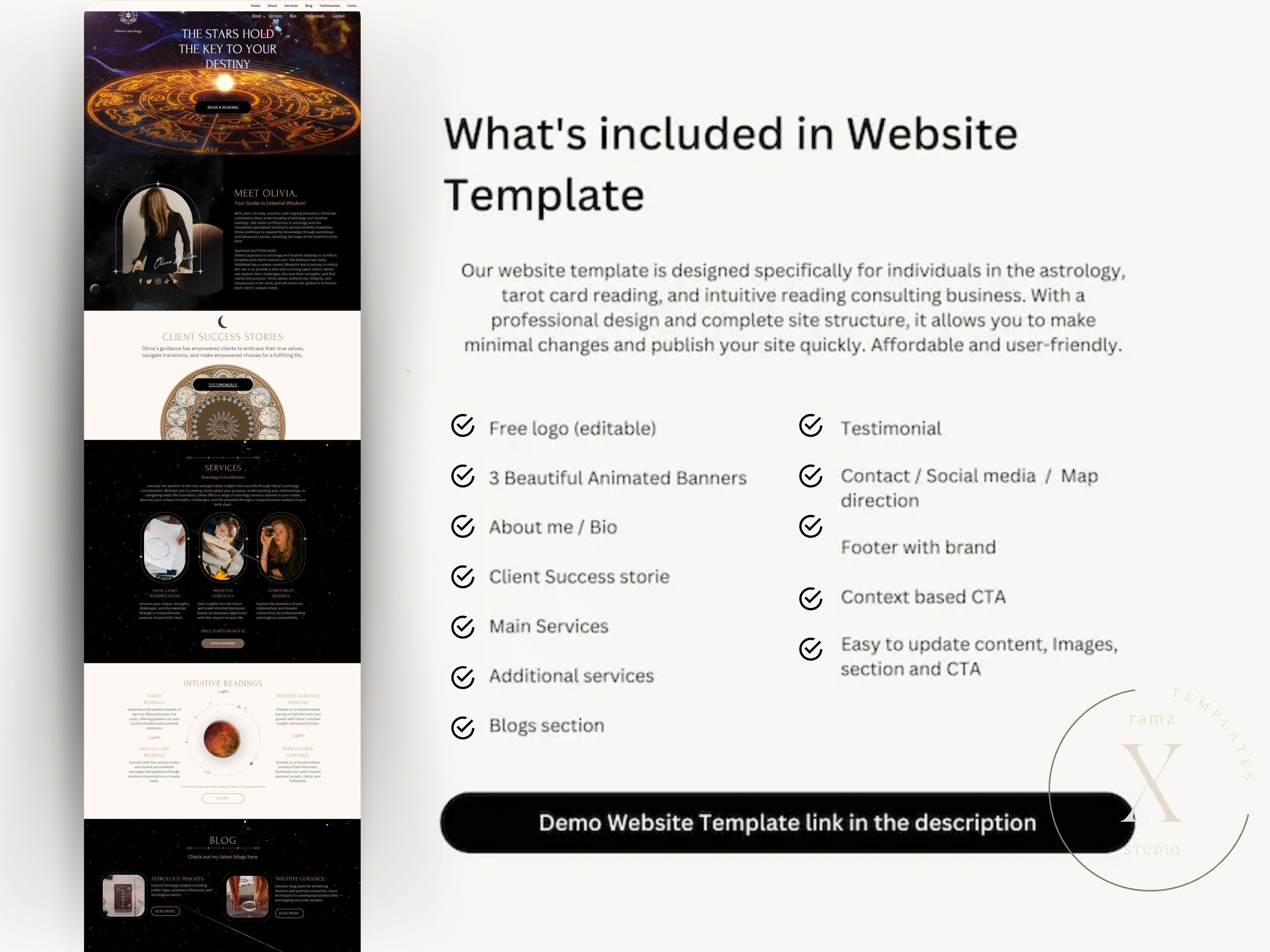 Astrology Website, Astrology Template, Mystical Website, Celestial ...
