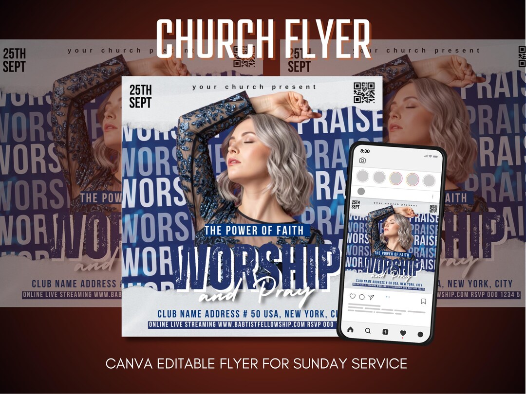 Church Service Flyer, DIY Flyer Template Design | Fellowship Service ...