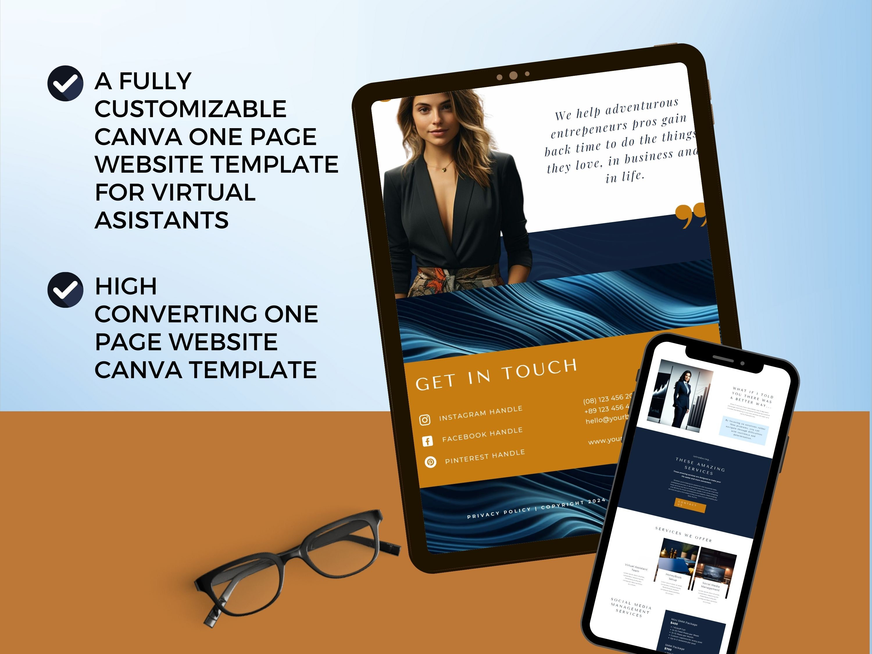 Canva Website Template, Virtual Assistant Website Template, Custom ...