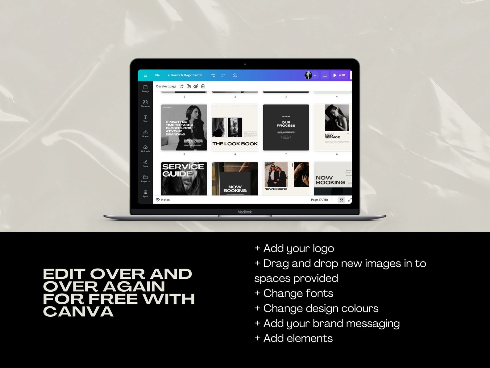 Bold Editorial Aesthetic Social Media, Editable Canva Template, Beige ...