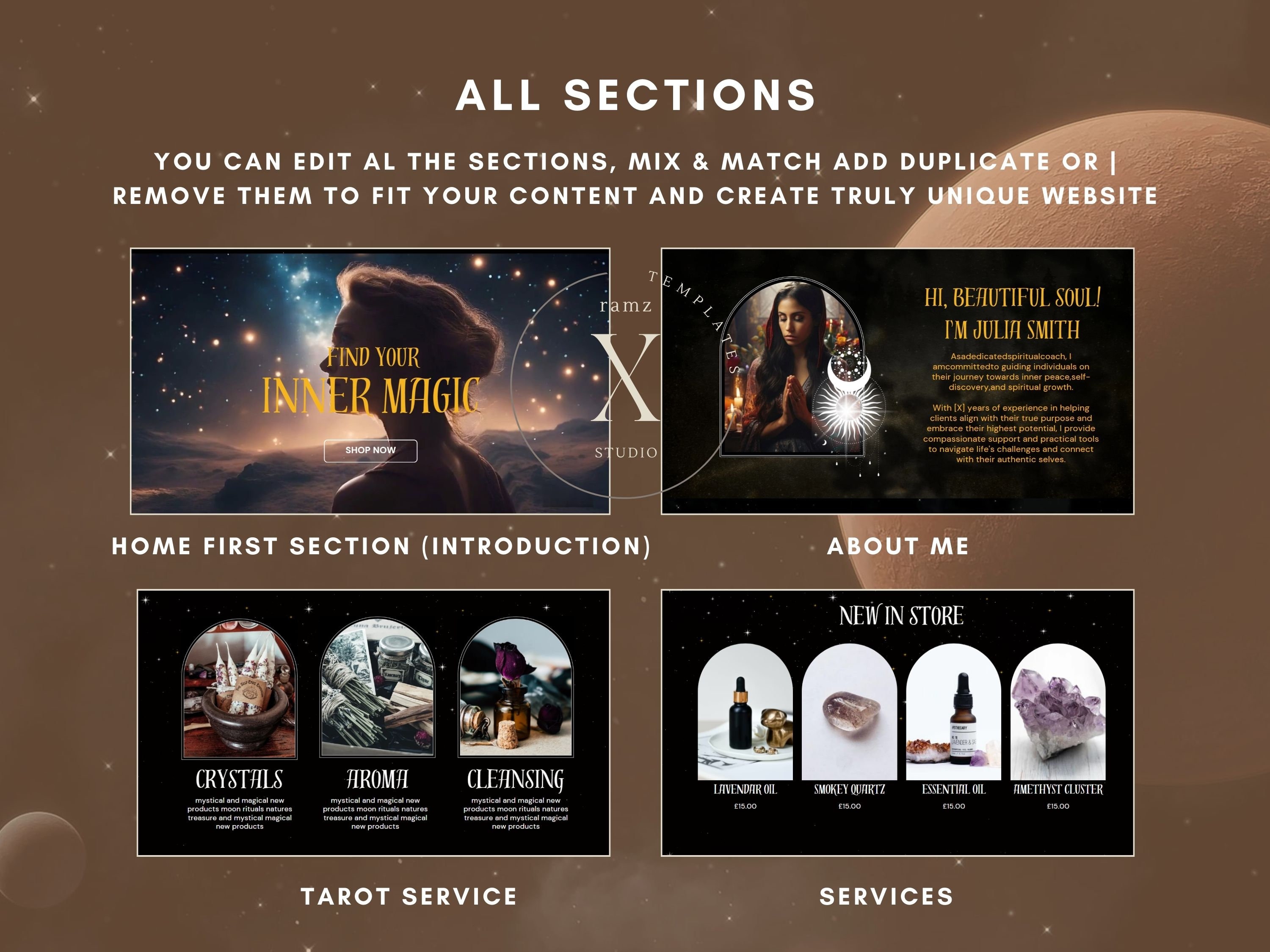 Spiritual Website Template Canva, Mystical Website, Witch Website ...