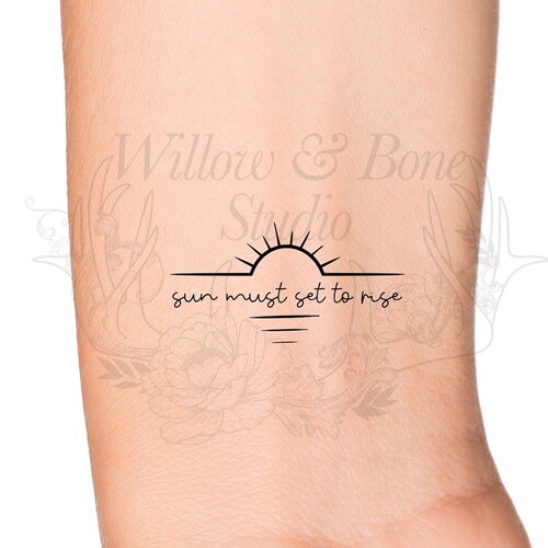 Sun Wave Heart Temporary Tattoo - Etsy