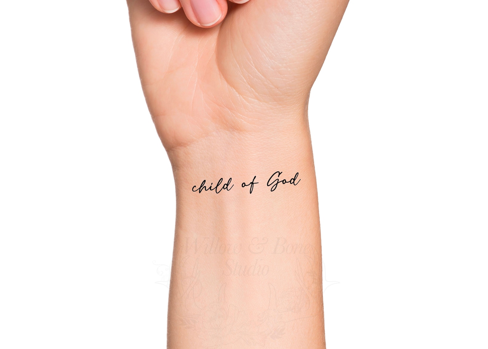 Child of God Cursive Lettering Temporary Tattoo Religious Calligraphy ...