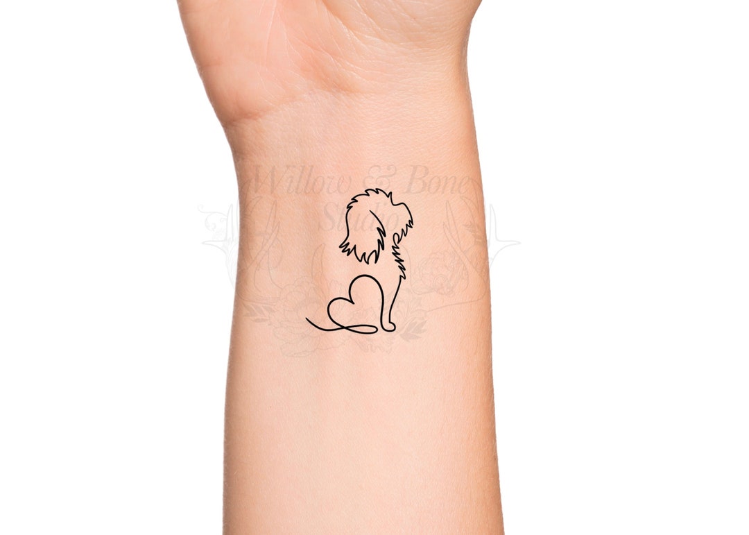 Dog Heart Love Outline Temporary Tattoo - Animal Pet Memorial Tattoo ...