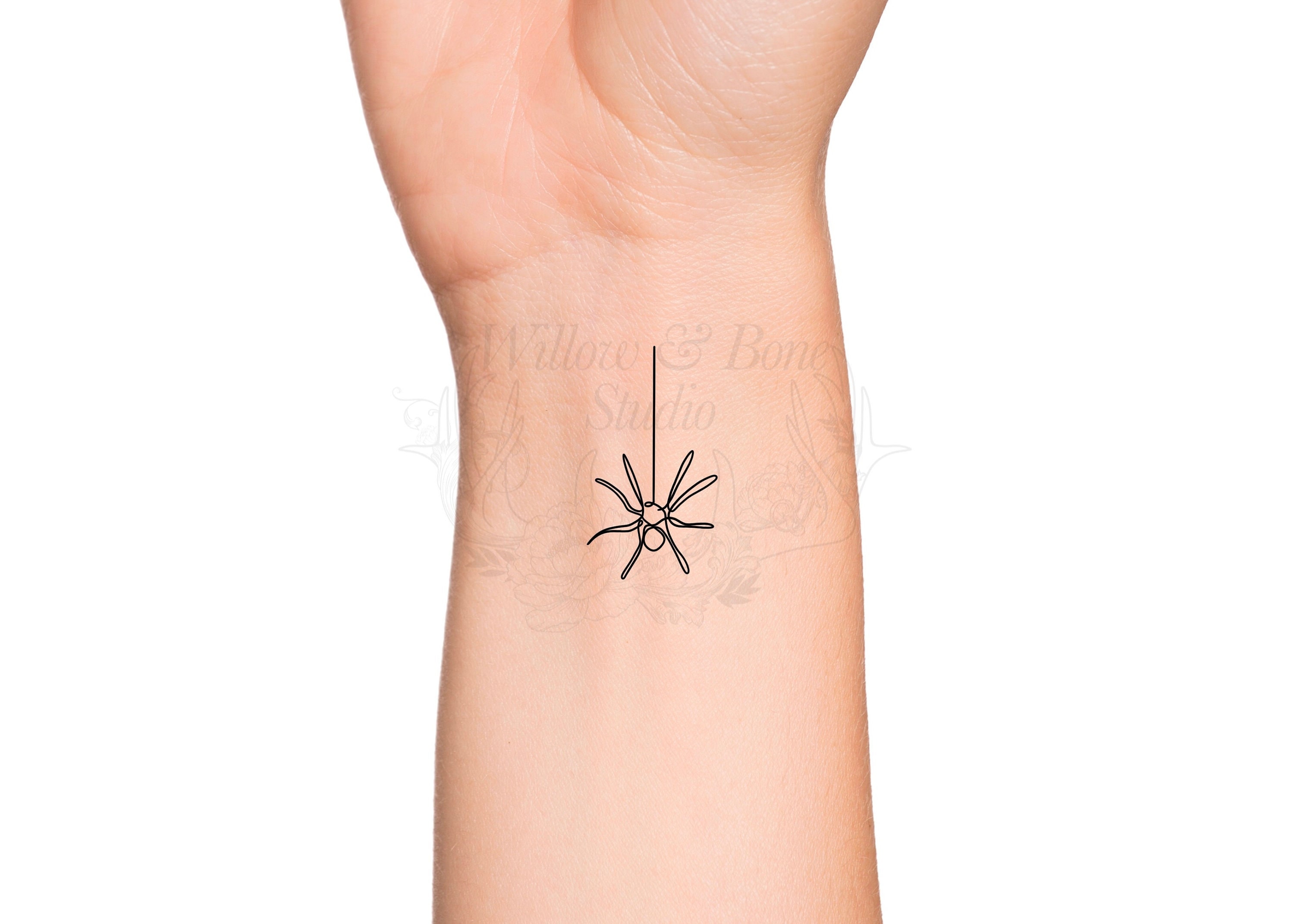 Spider Continuous Line Outline Temporary Tattoo Minimalist - Etsy