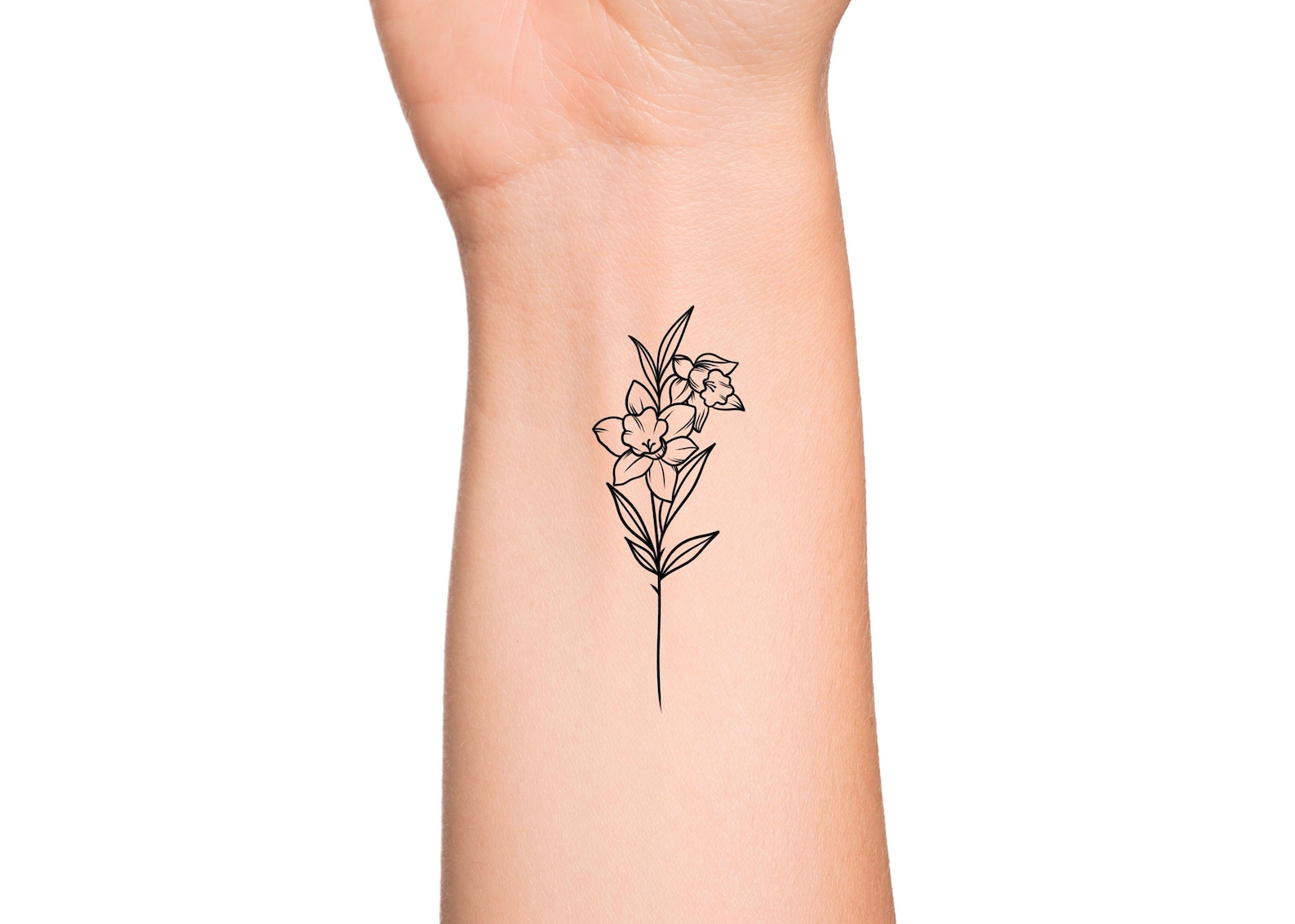 March Birth Month Flower: Daffodil Temporary Tattoo - Birth Flower ...