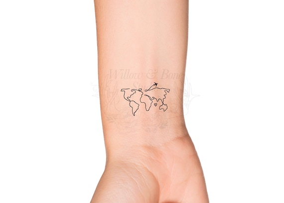 World Outline Back Tattoo